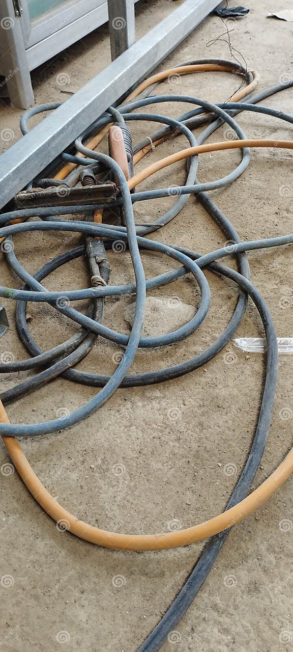 Cables from the Welding Machine, Which Were Scattered Untidy after Use ...