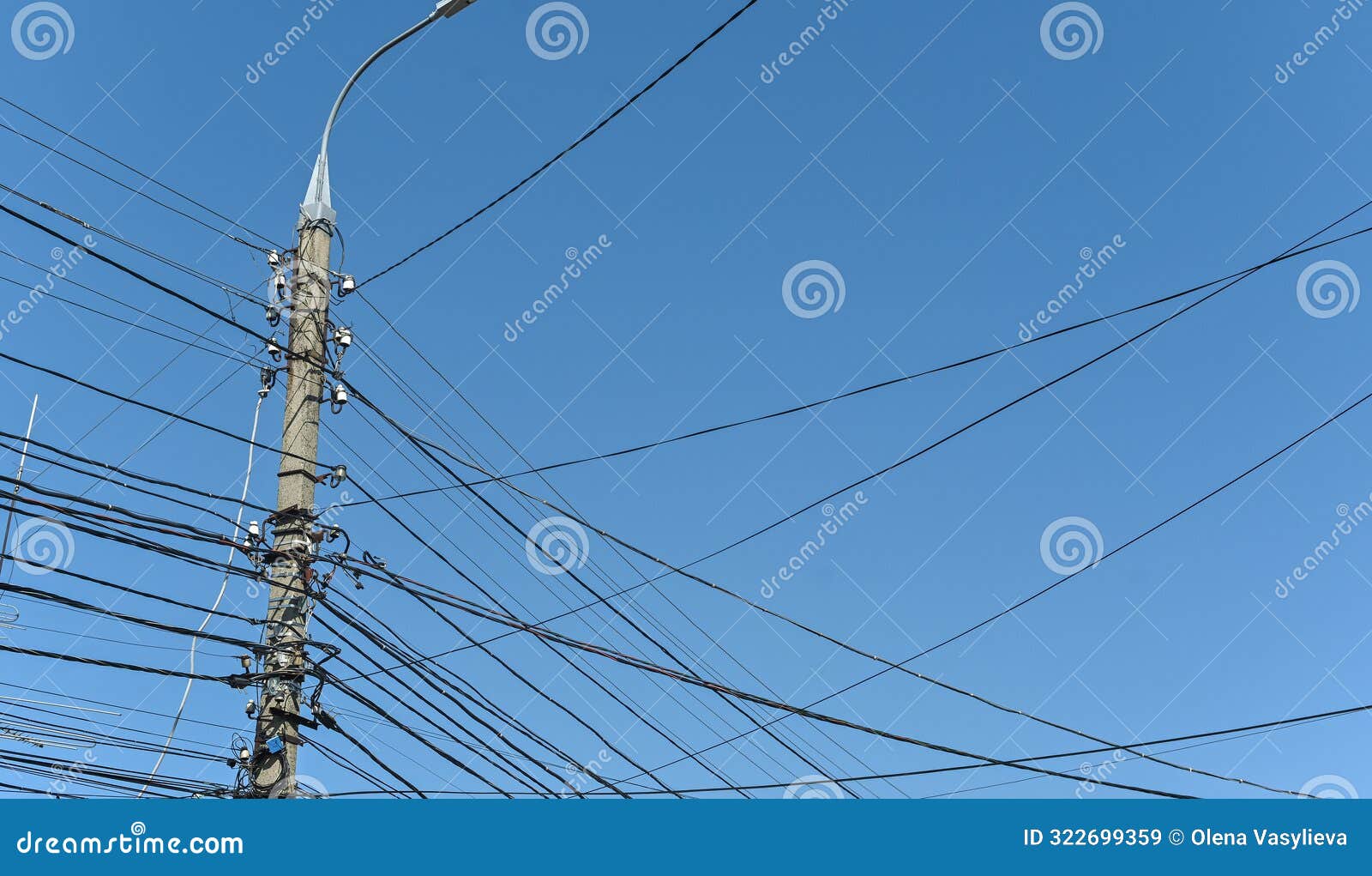 Cables and Wires on an Electric Pole. Stock Image - Image of line ...