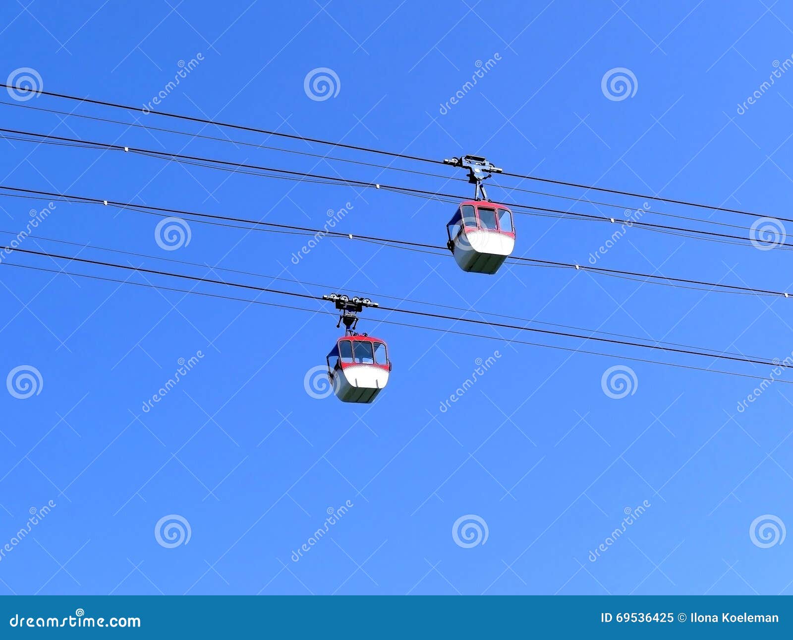 Cableway With Blue Sky And Rocks Background. Cable Cabin In Moravia ...