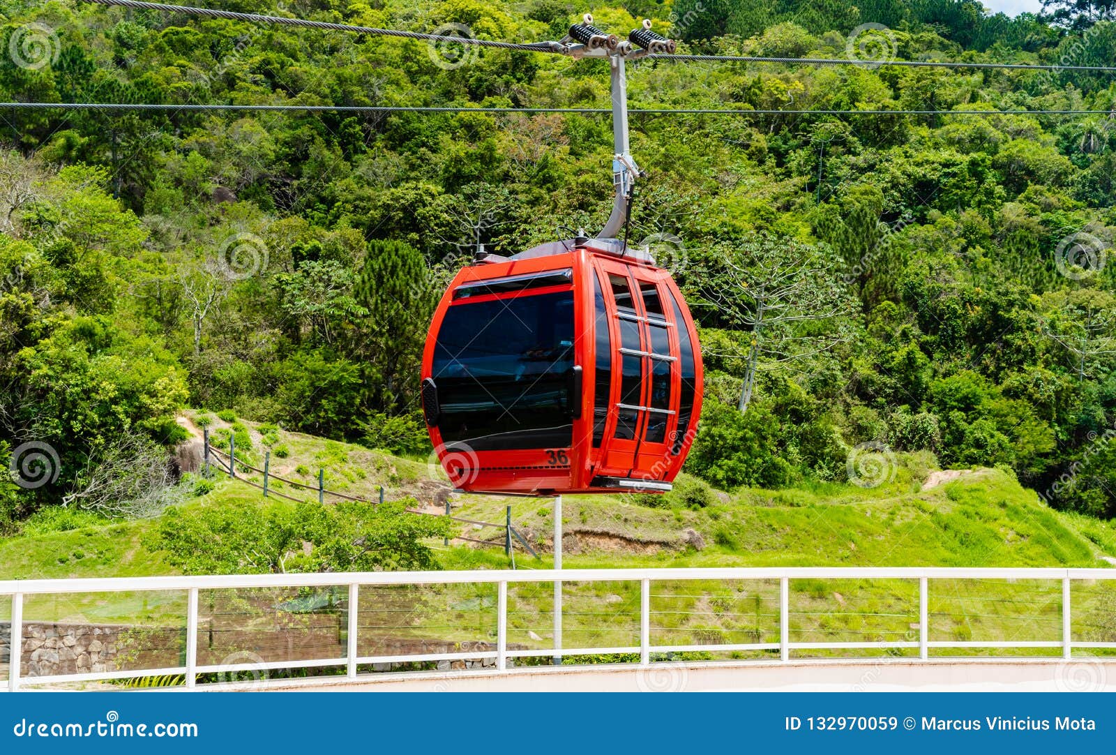 Cableway Down from Top of a Mountain View Stock Image - Image of ...