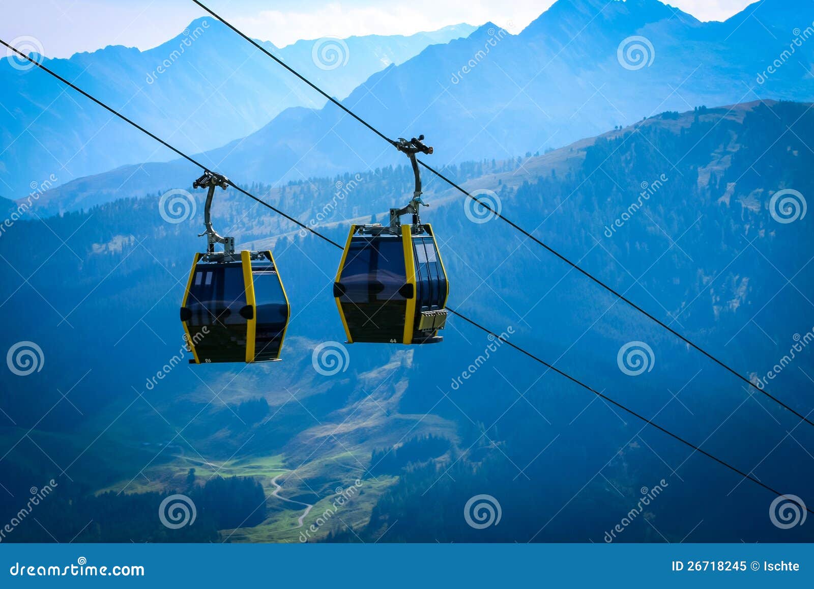 Cableway Lift Transportation in the Alps Mountains Stock Image - Image ...