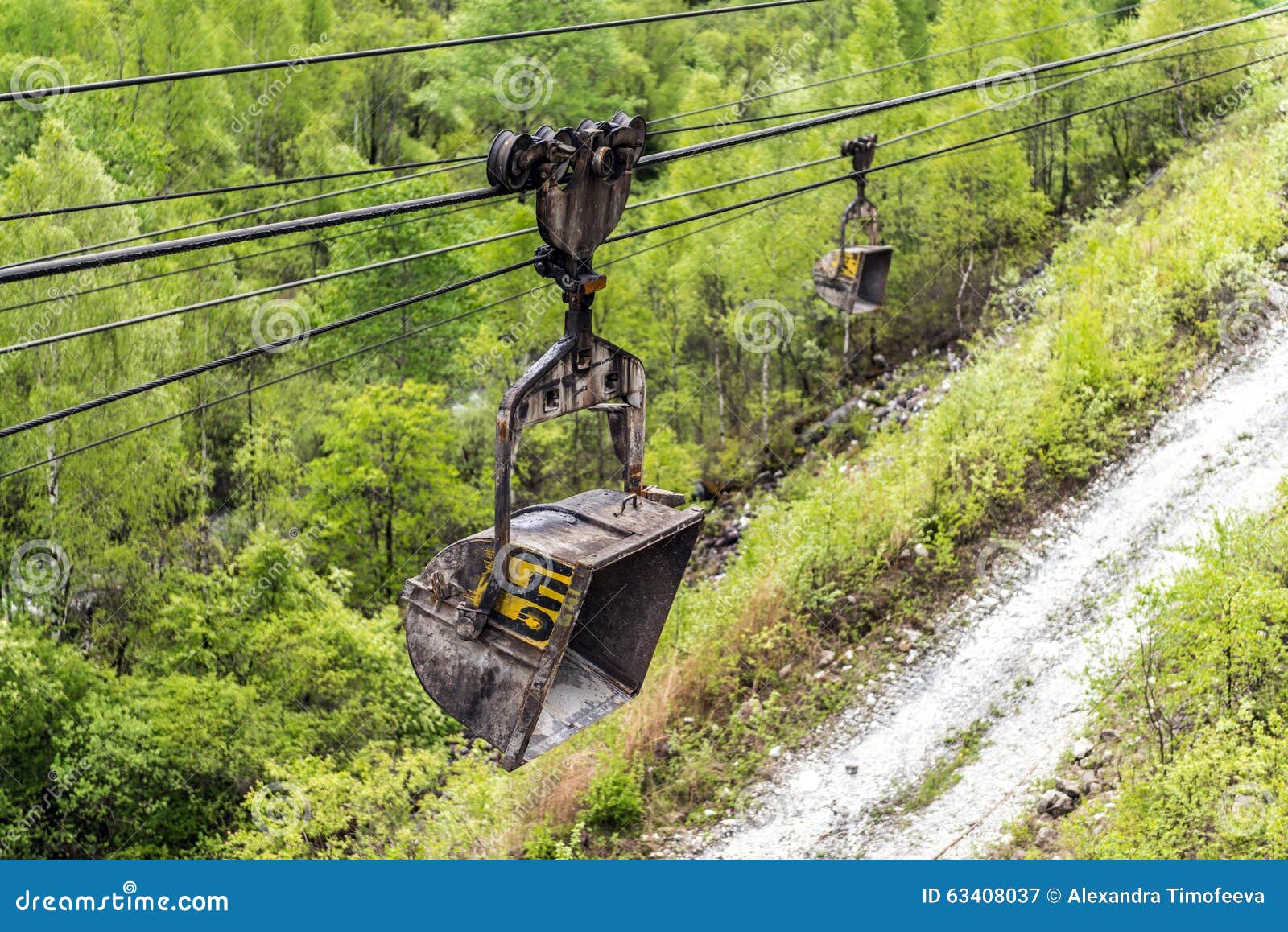 Cableway in the Mining Industry for the Extraction of Gravel Stock ...