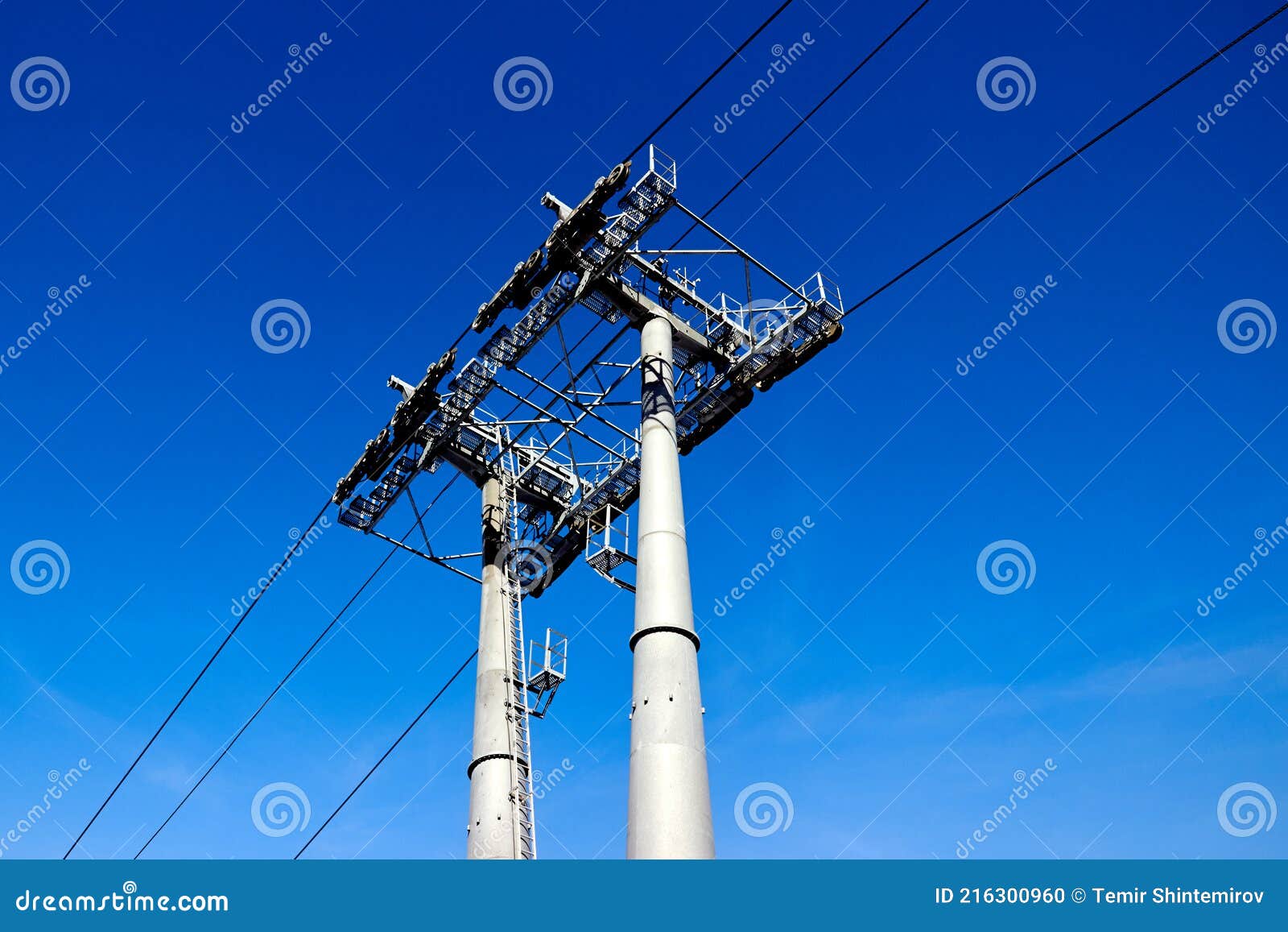 Cableway Support Tower in a Ski Resort Against the Blue Sky Stock Photo ...