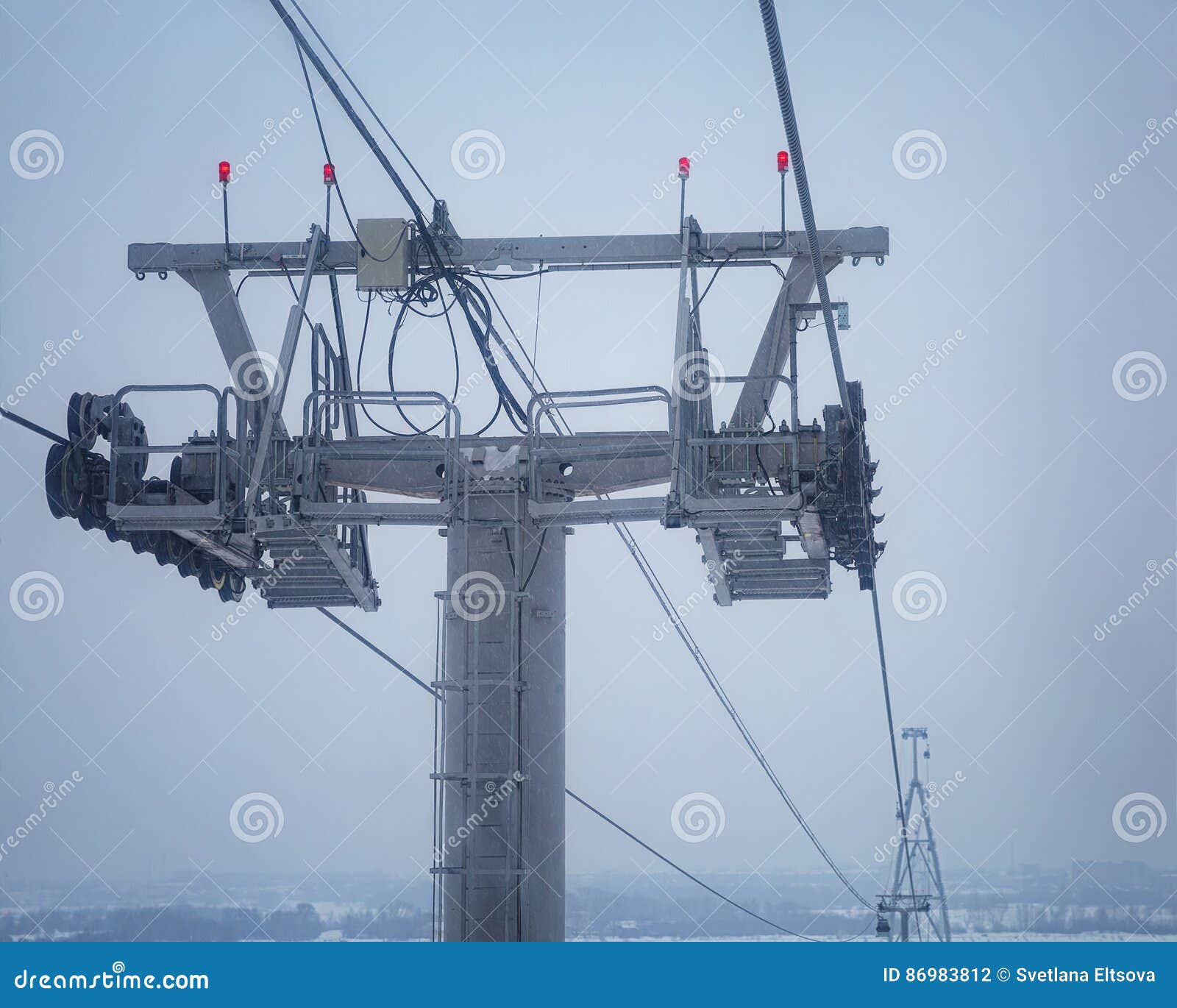 Cableway Support. Upper Part of Support with Mechanism Moving Th Stock ...