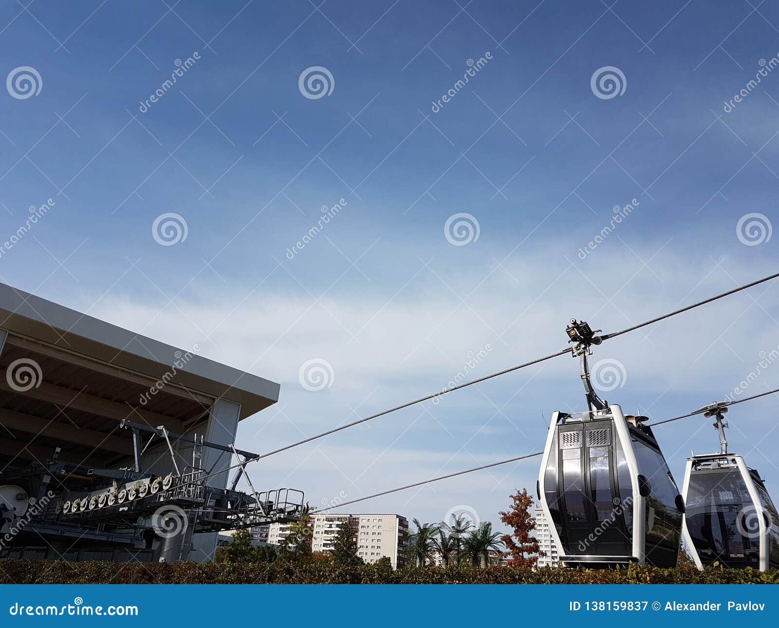 Cableway, Two Passenger Cabins at the Station Stock Image - Image of ...