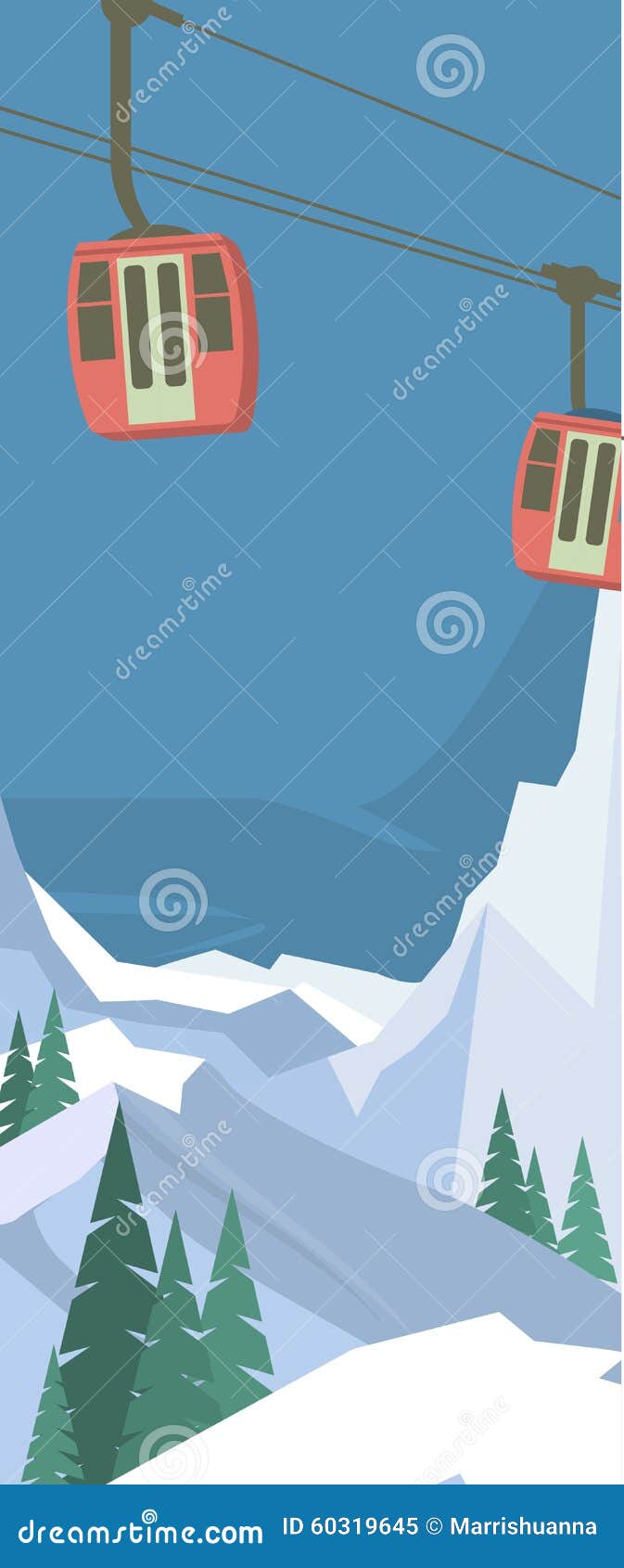Cableway stock vector. Illustration of landscape, adventure - 60319645