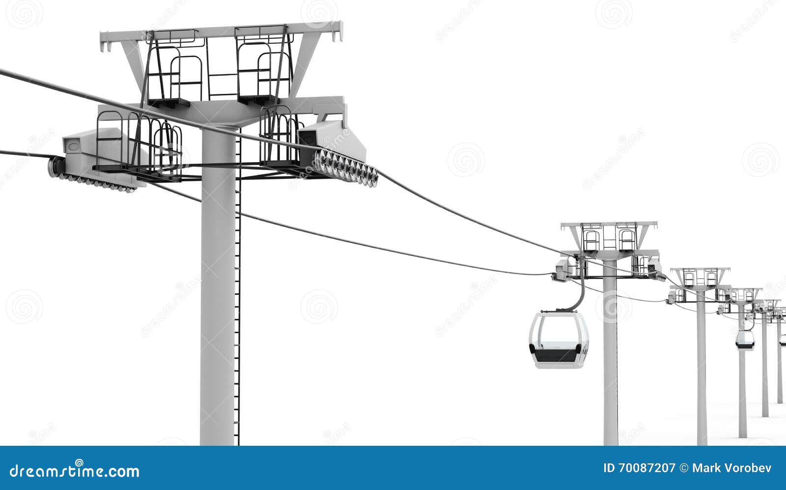 Cableway On White Background. 3d Render Image | CartoonDealer.com #70087207