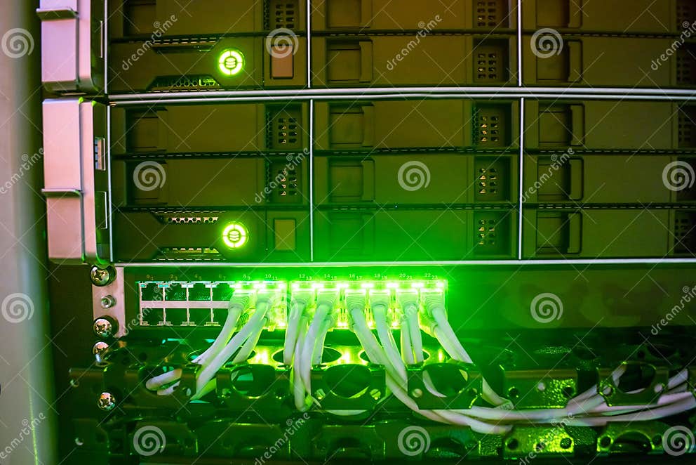 Cabling in the Server Cabinet. the Patch Panel of the Server Room of ...