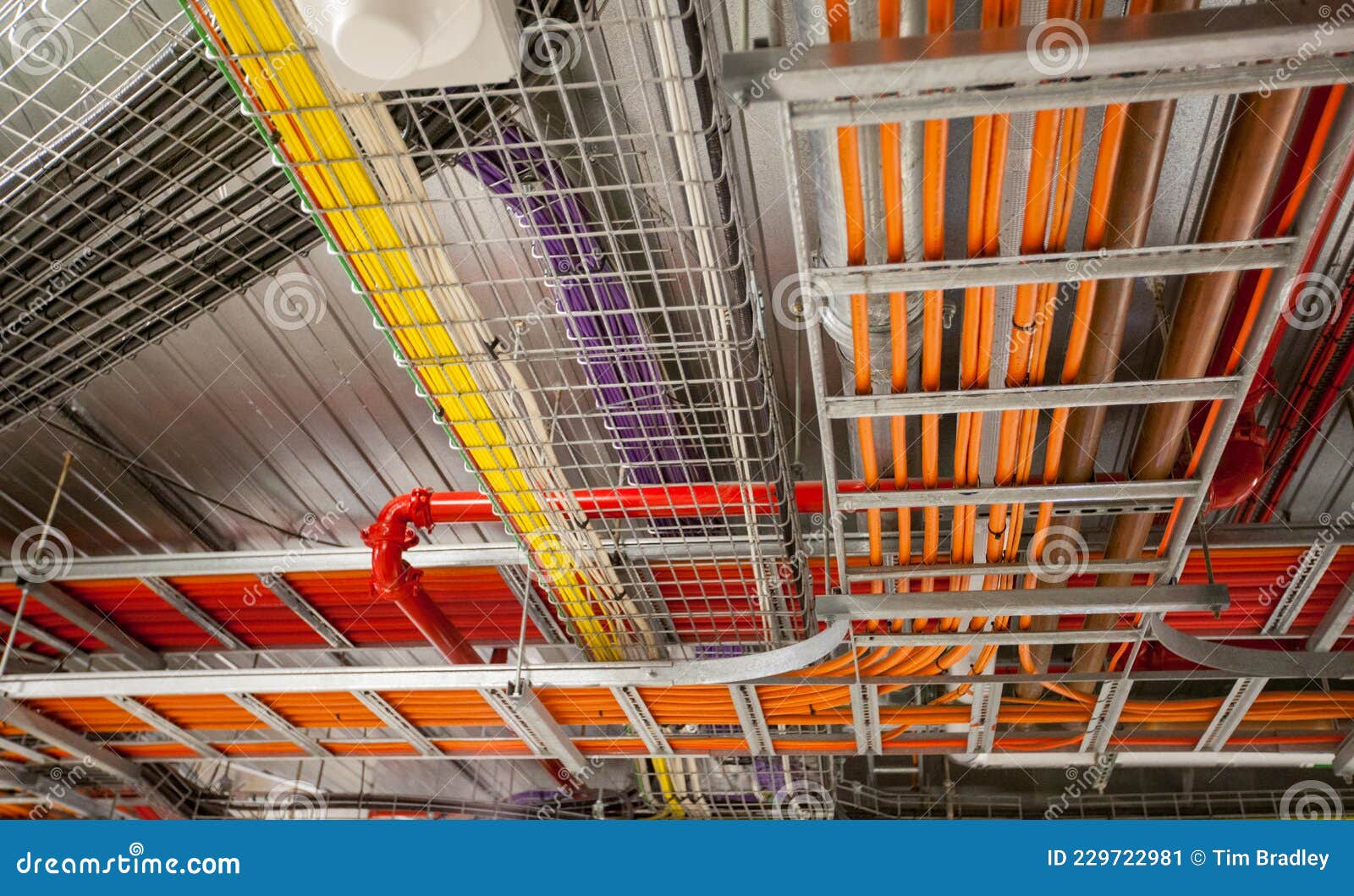 Cabling and Wiring in a Building Basement Stock Image - Image of ...