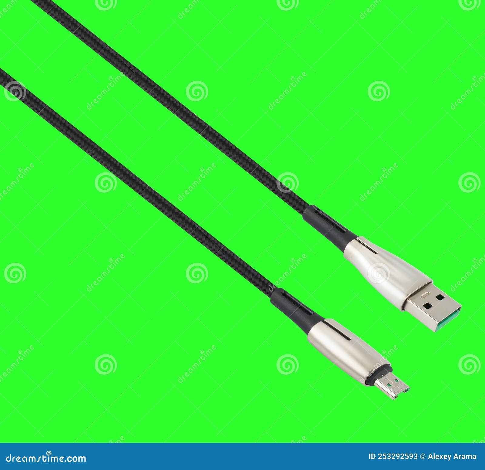 Cabo Com Conector Usb E Microusb Em Um Plano De Fundo Verde Ilustração ...