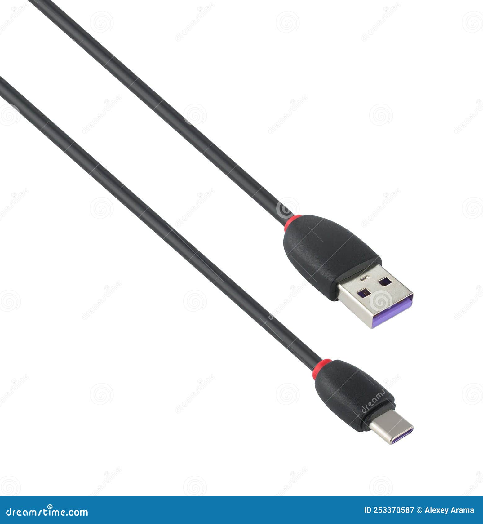 Cabo Com Conector Usb E Typec Isolado Em Fundo Branco Ilustração Stock ...