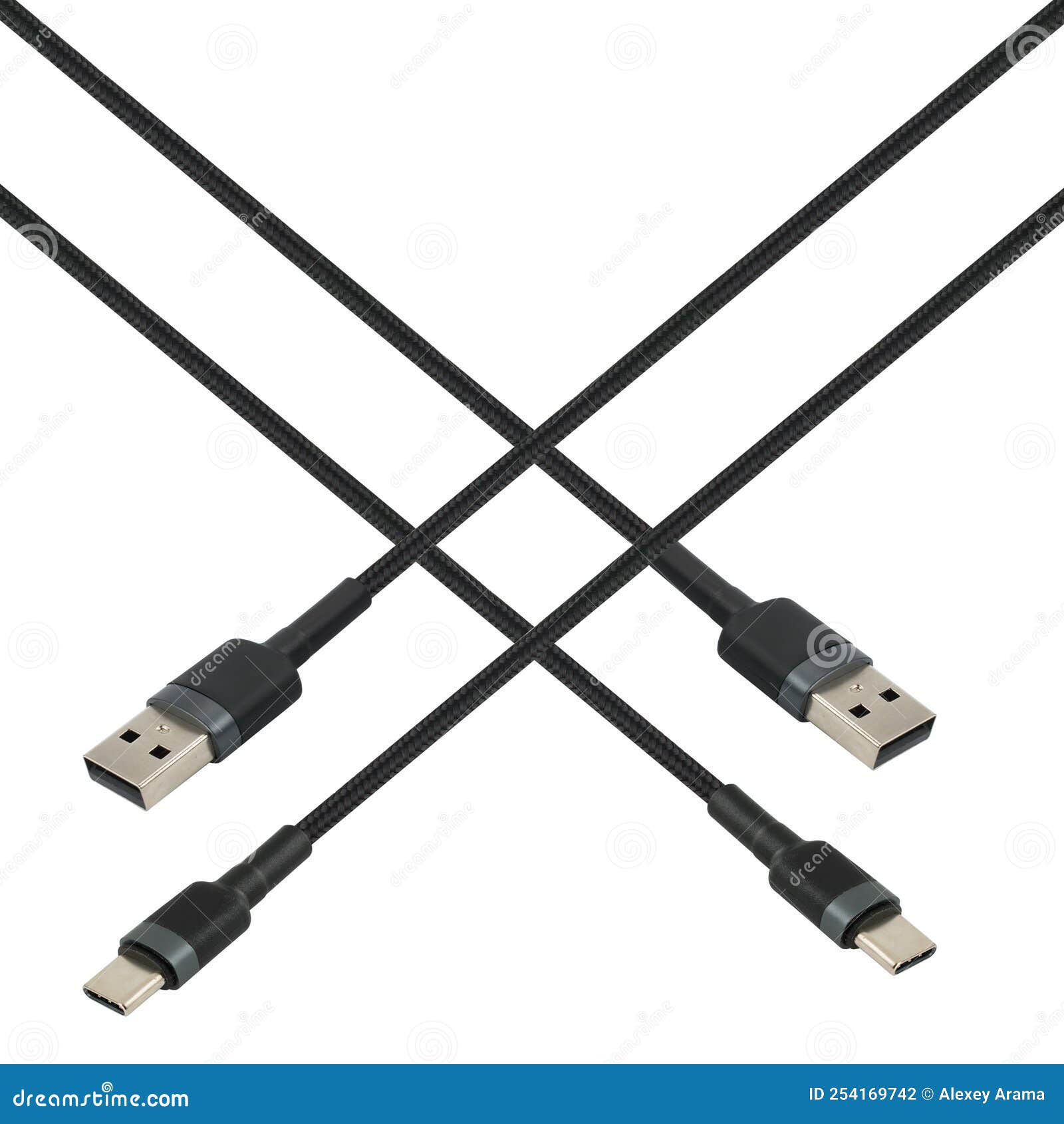 Cabo Com Conector Usb E Typec Isolado Em Fundo Branco Ilustração Stock ...