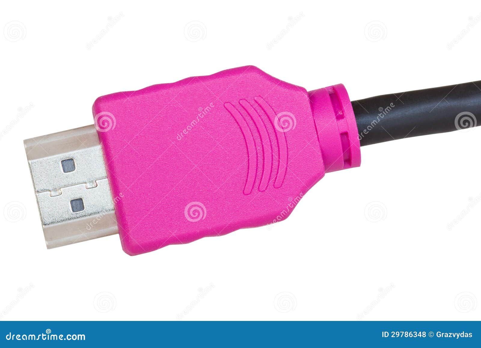 Cabo cor-de-rosa de HDMI foto de stock. Imagem de conector - 29786348