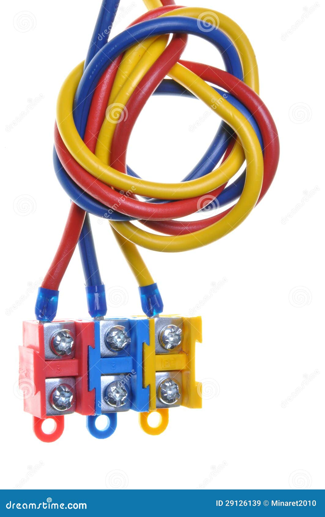 Cabo Elétrico Da Cor Com Bloco Terminal Imagem de Stock - Imagem de ...