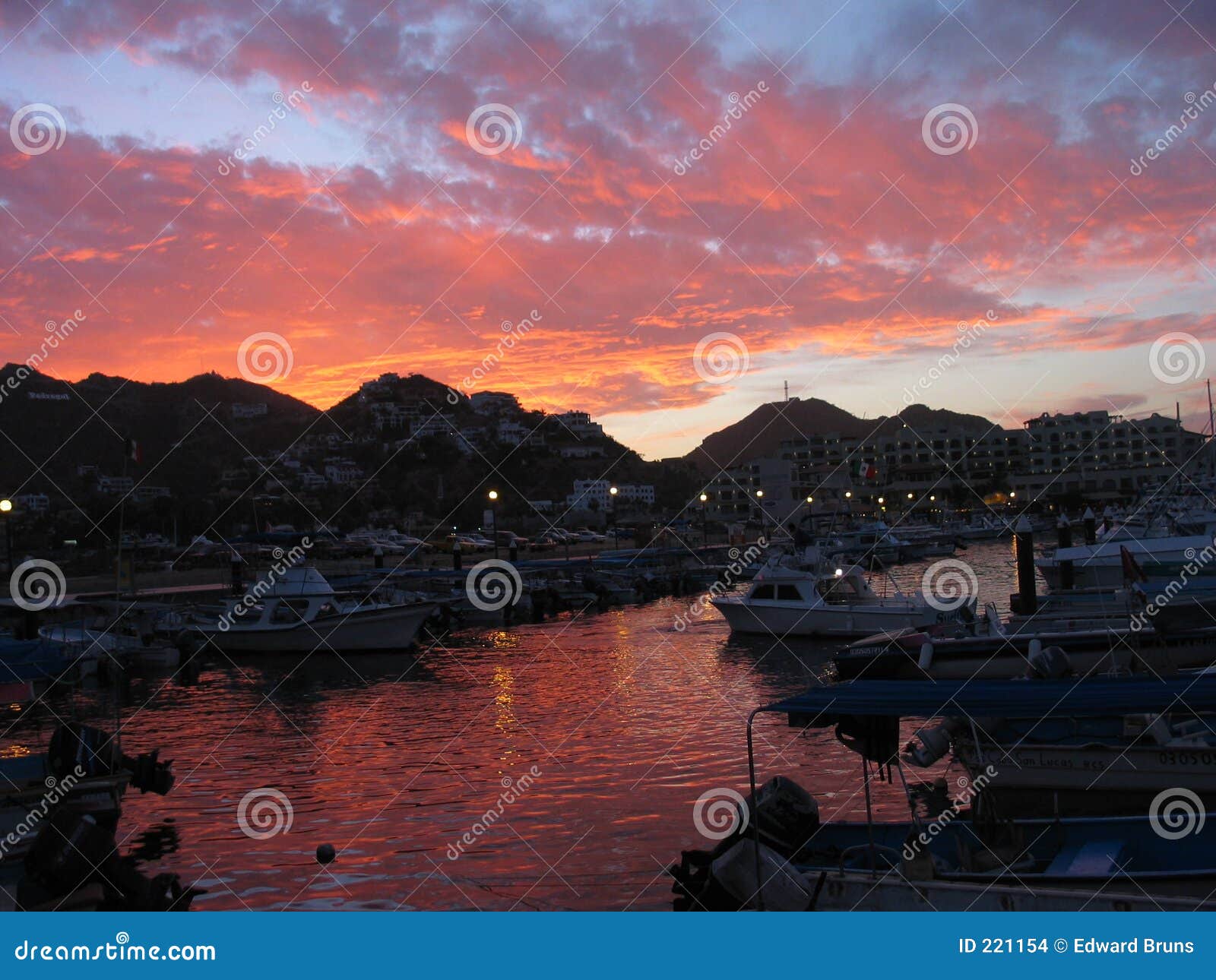 Cabo Fire stock photo. Image of reflect, ocean, dusk, dock - 221154