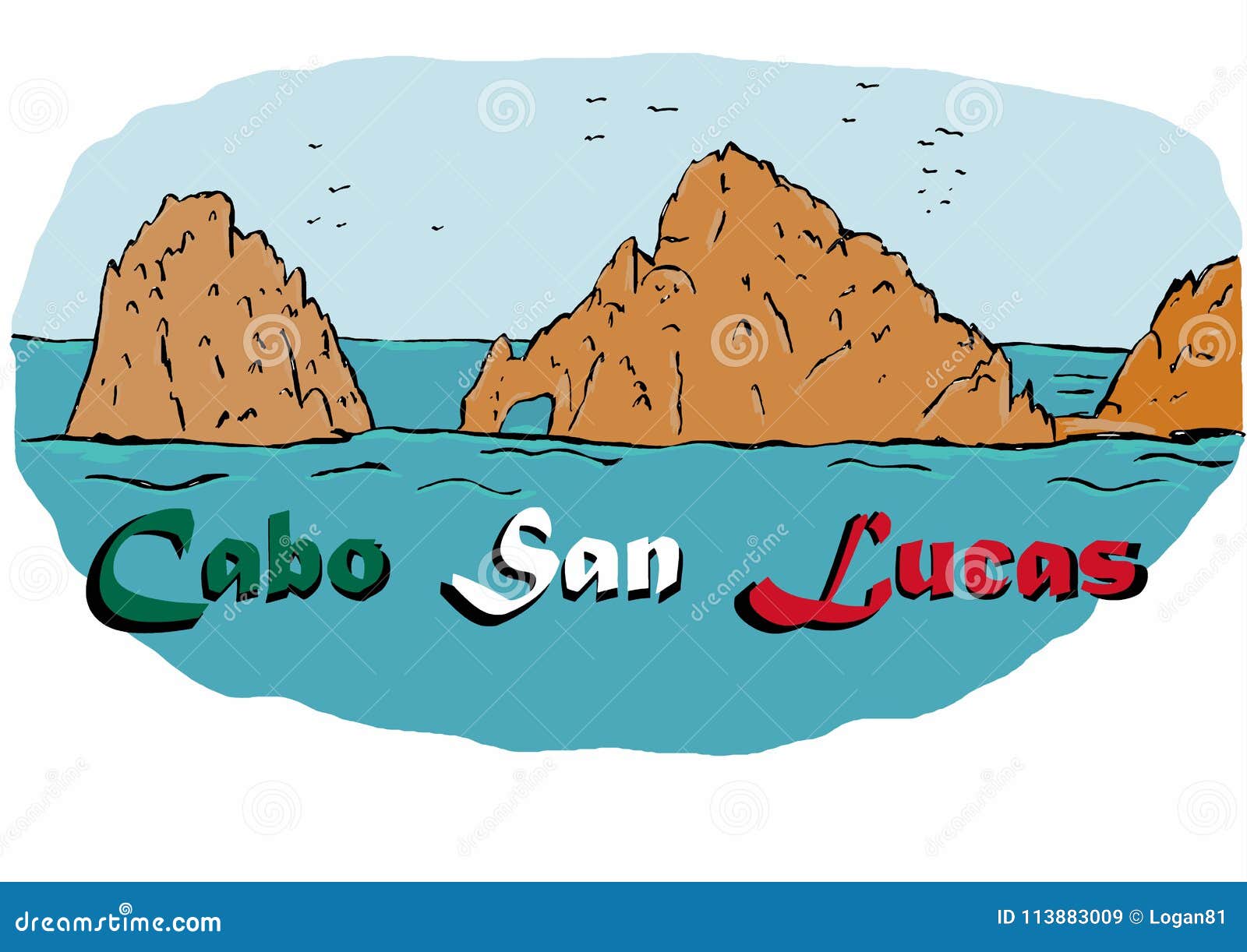 Cabo San Lucas stock illustratie. Illustration of stad - 113883009