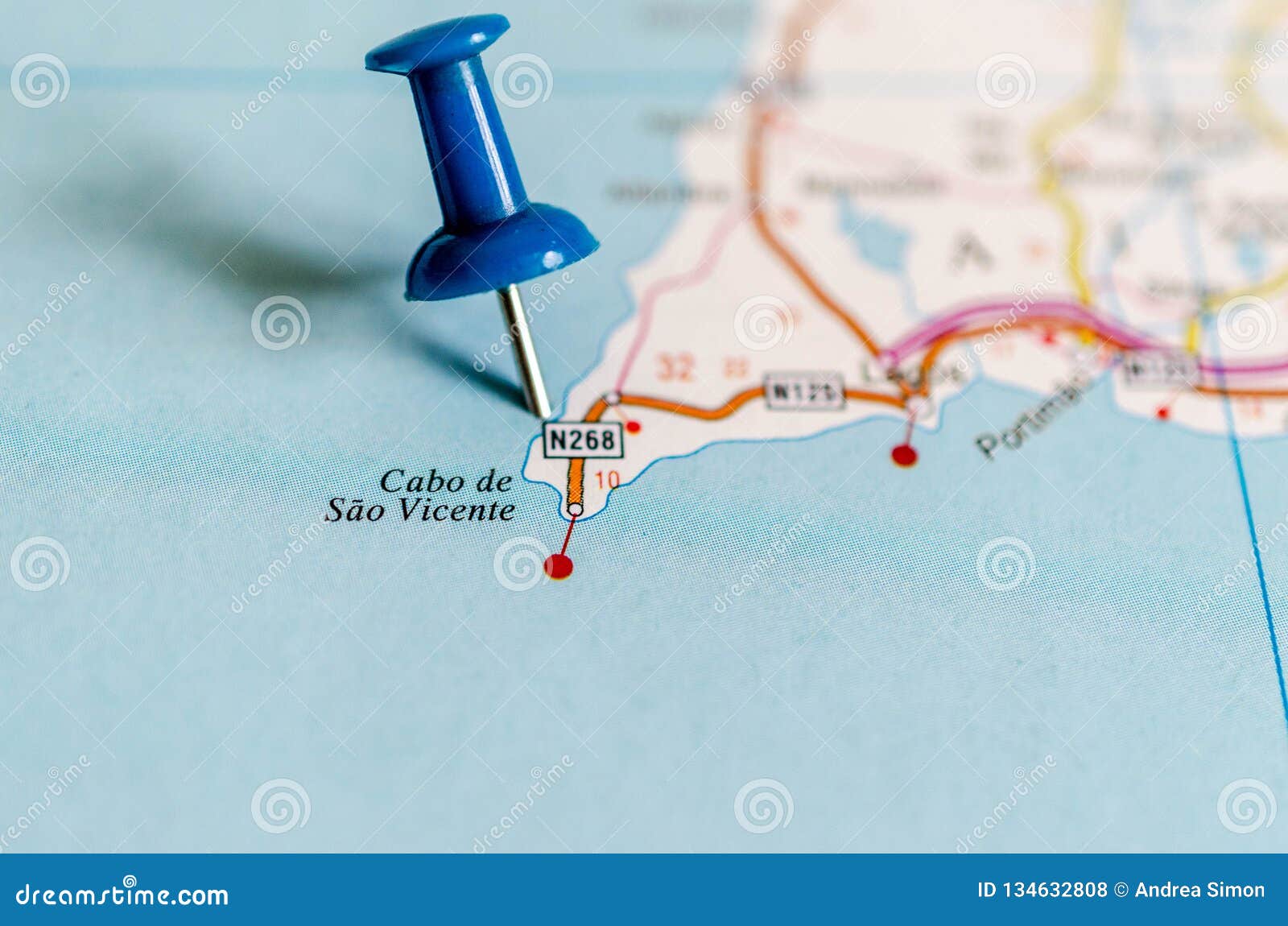 Cabo St Vincent no mapa foto de stock. Imagem de planta - 134632808