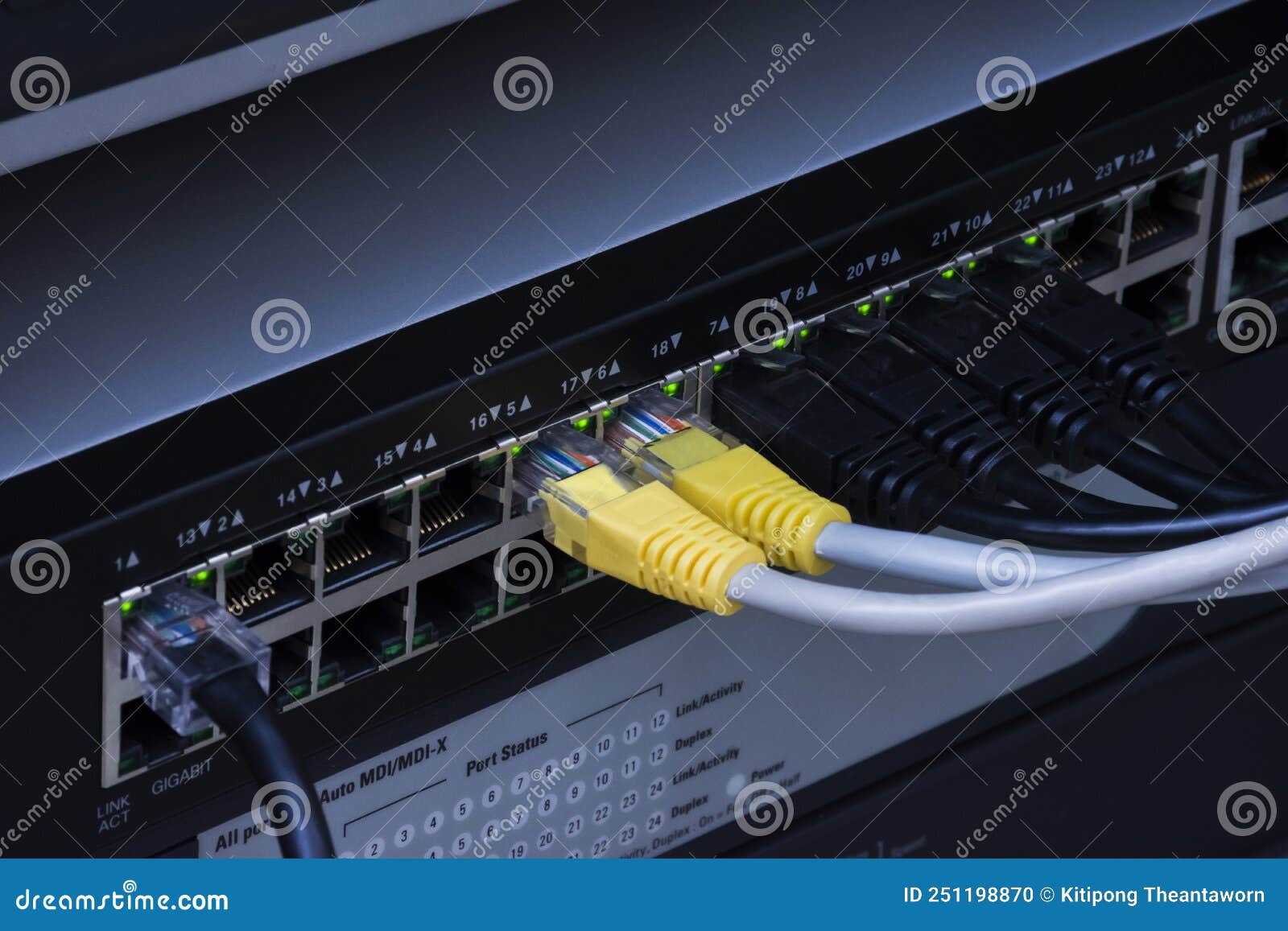 Cabo Switch Hub E Ethernet Para Data Center Foto de Stock - Imagem de ...