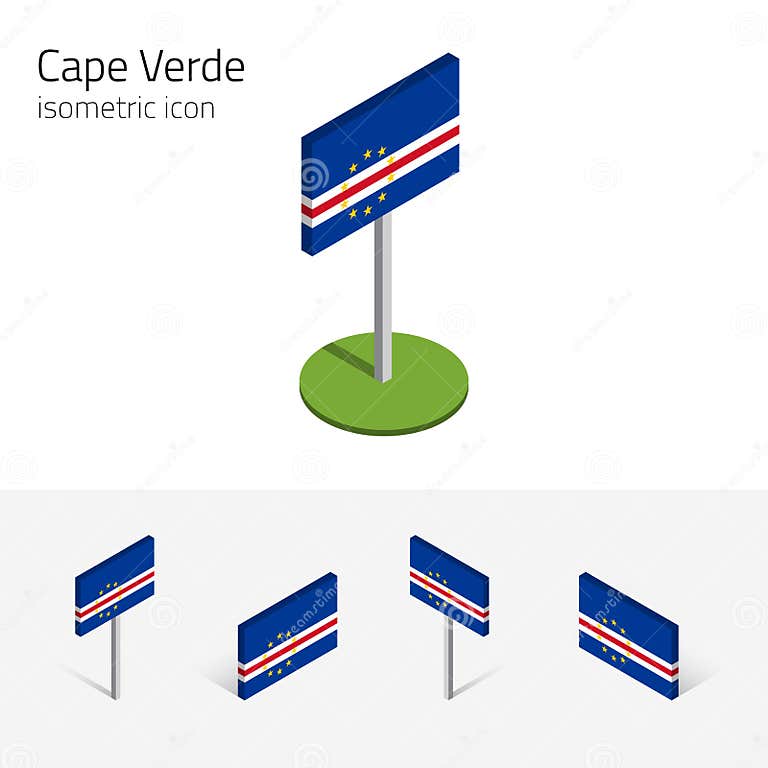 Cabo Verde Flag, Vector Set of 3D Isometric Flat Icons Stock Vector ...