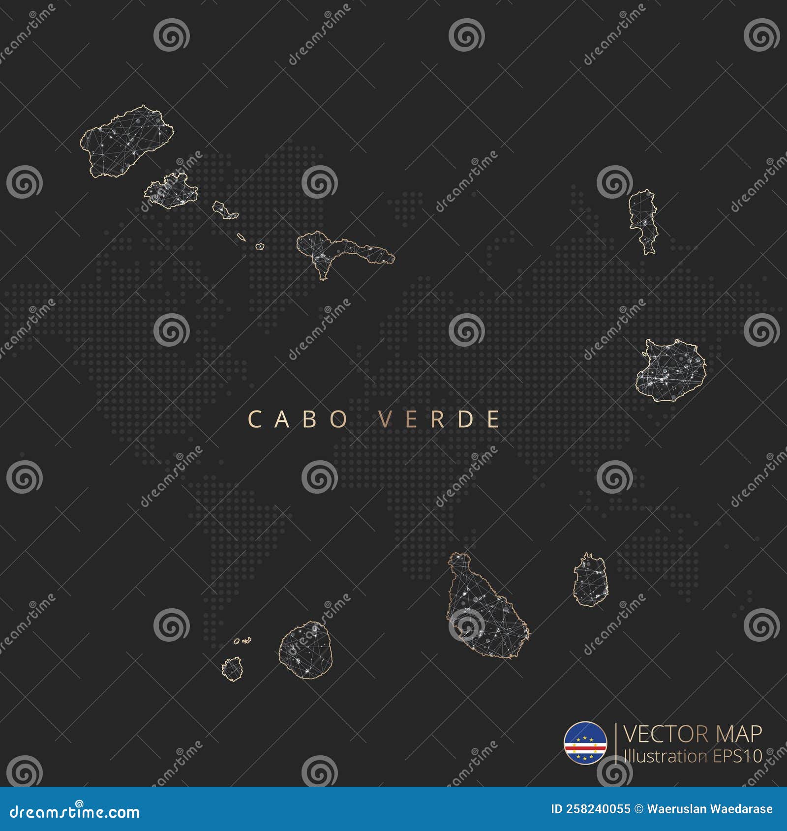 Cabo Verde Map Abstract Geometric Mesh Polygonal Light Concept Stock ...