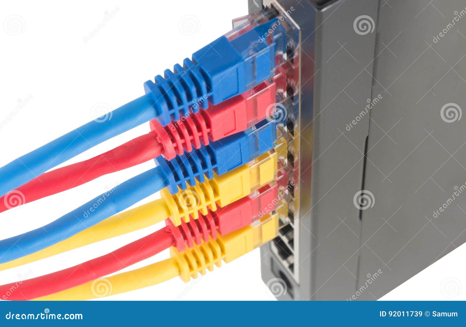 Cabos Da Rede Conectados Ao Roteador Imagem de Stock - Imagem de ...