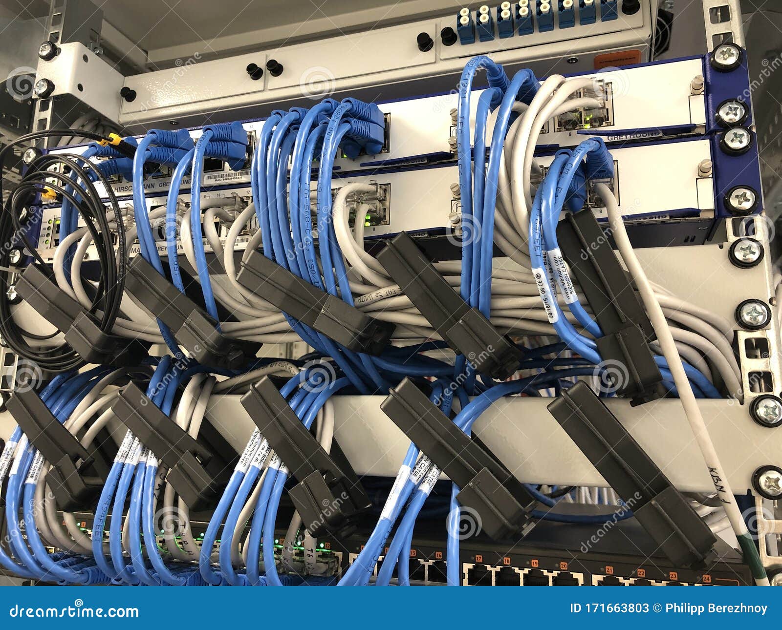 Cabos De Rede Conectados Ao Servidor Do Data Center Imagem de Stock ...