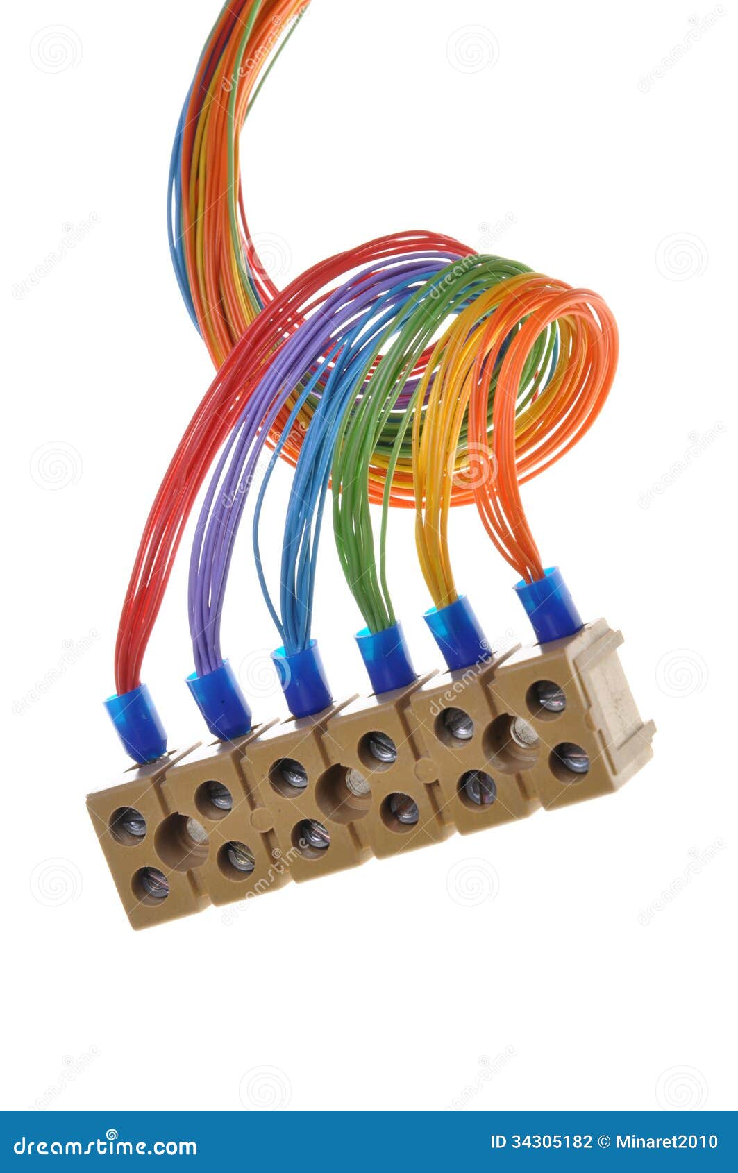 Cabos Elétricos Da Instalação Com Bloco De Terminais Foto de Stock ...