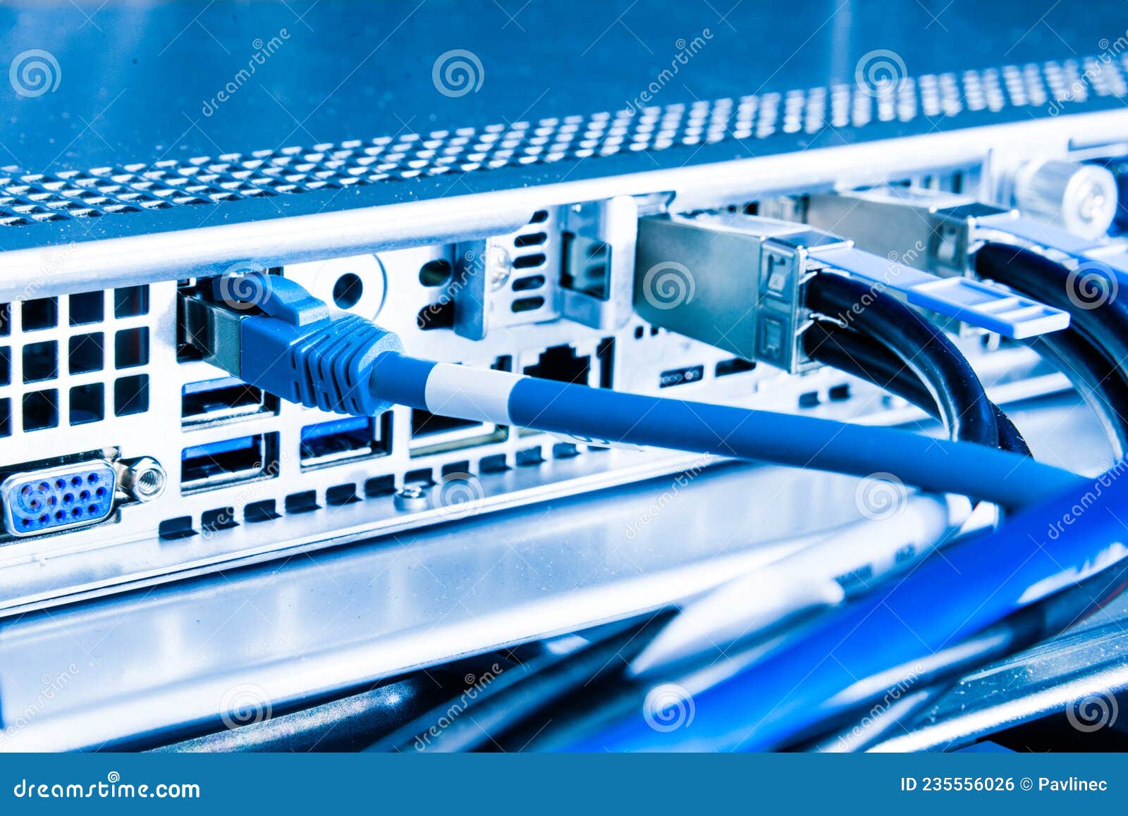 Cabos Ethernet Conectados Ao Switch Do Servidor Foto de Stock - Imagem ...