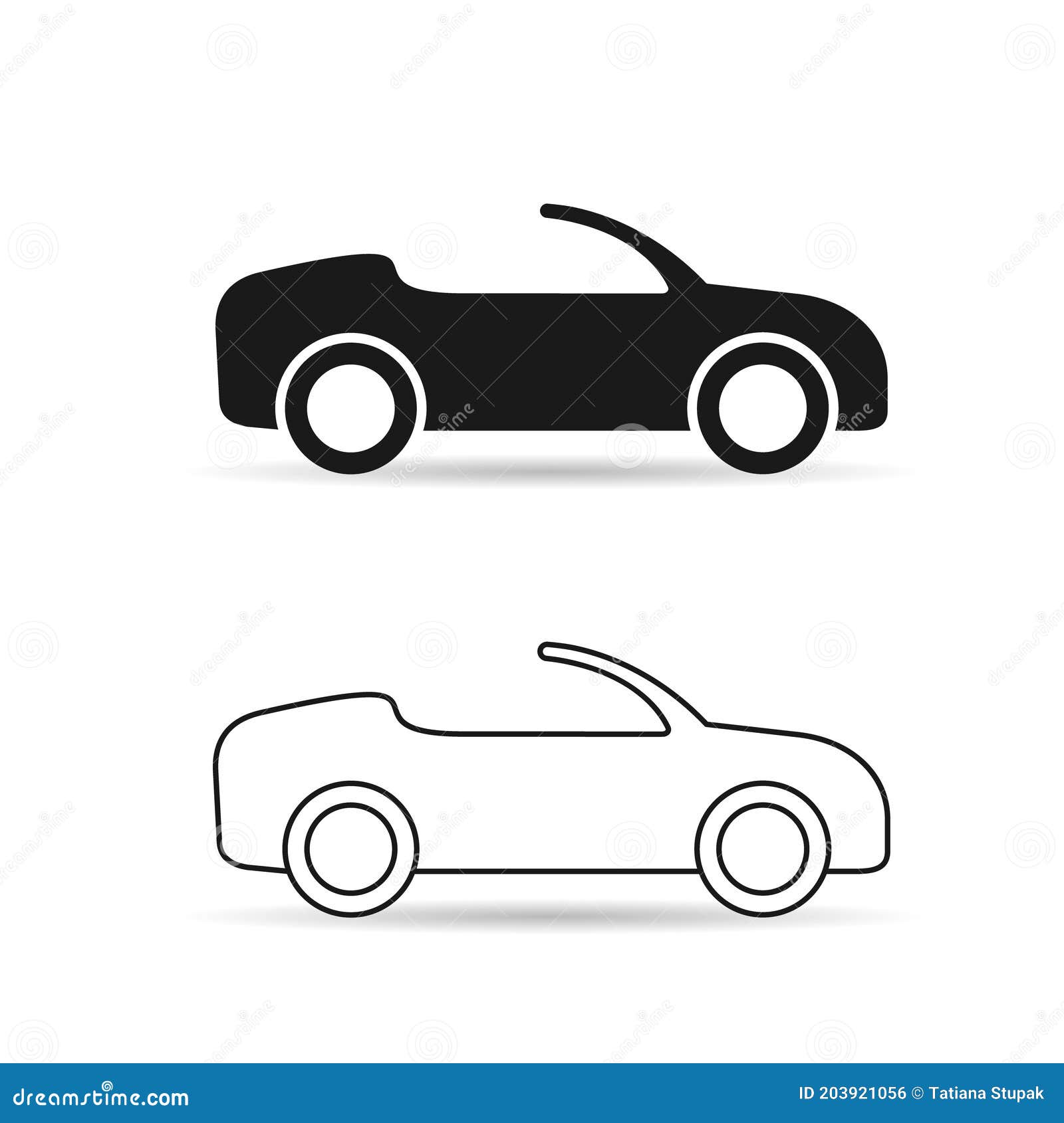 Cabriolet Car Icon Set. Vector Isolated Simple Convertible Car Symbol ...