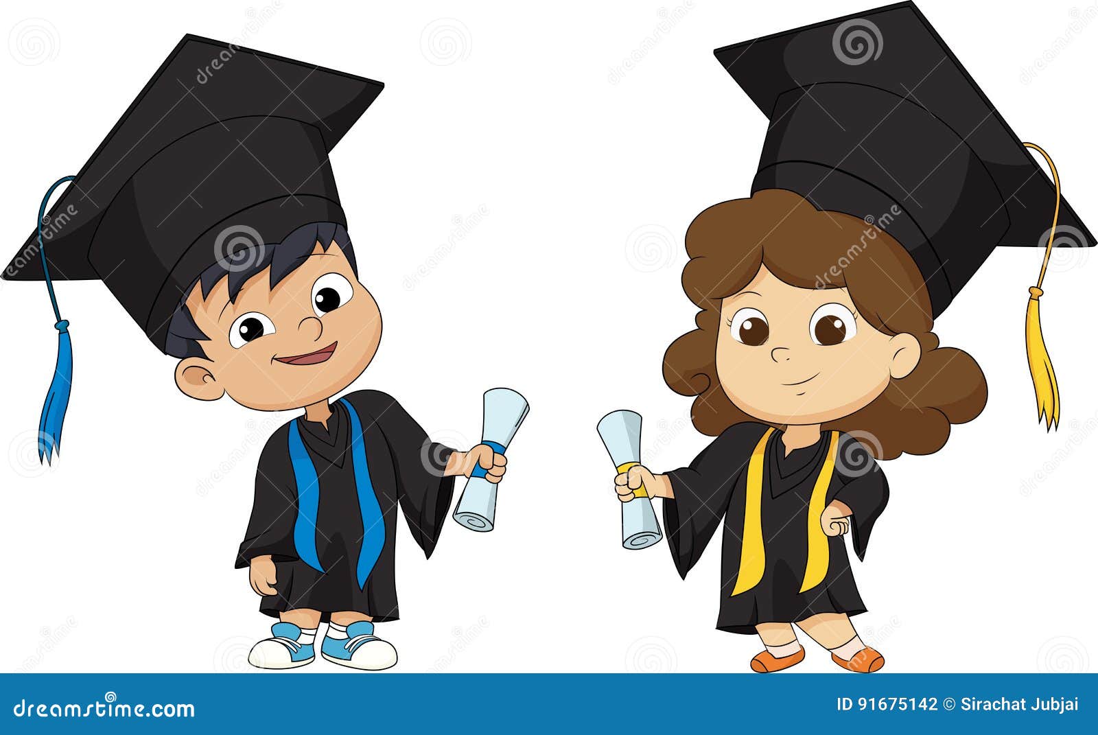 Cabritos graduados felices ilustración del vector. Ilustración de ...