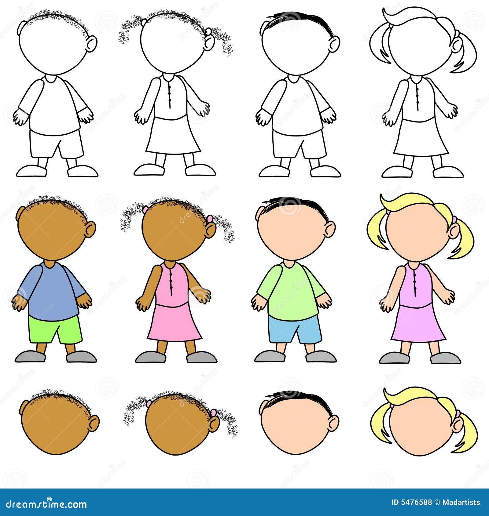 Cabritos Sin Expresiones Faciales Stock de ilustración - Ilustración de ...