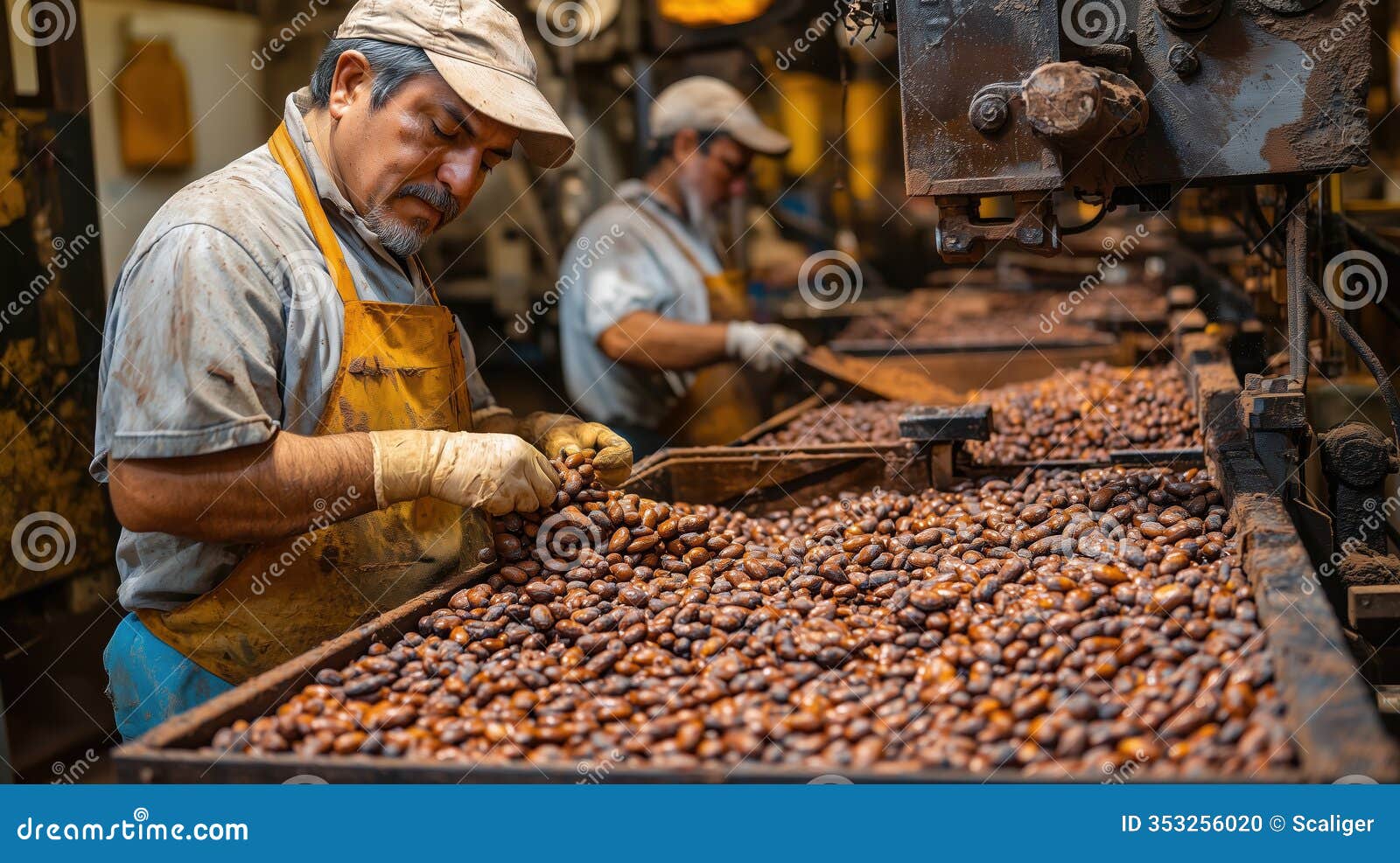 Cacao Bean Sorting in Processing Plant - Workers Ensure Quality Control ...