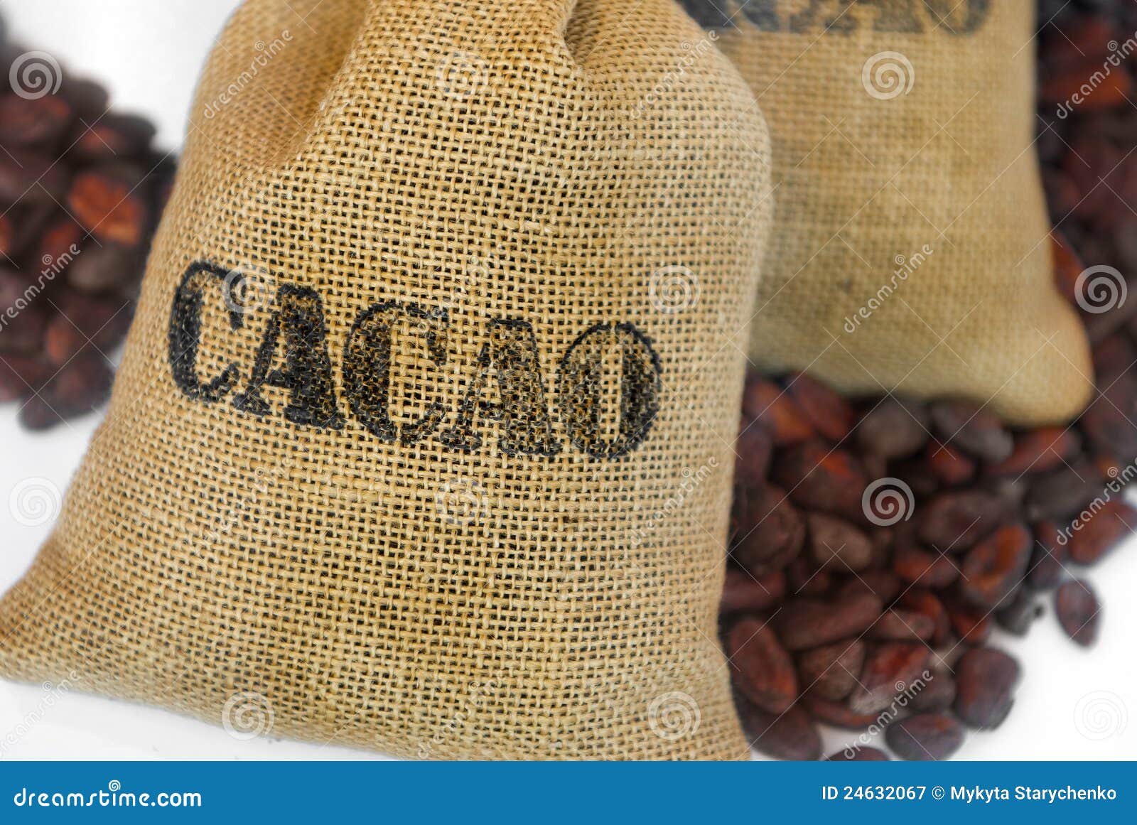 Cacao Beans in Jut Bag with Inscription Cacao Stock Image - Image of ...