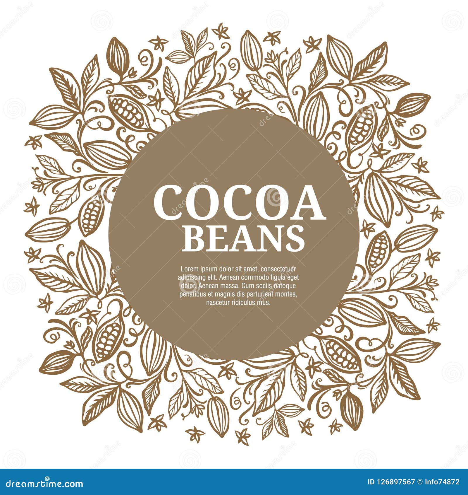 Cacao Beans Plant, Vector Exotic Cacao Plants Stock Illustration ...