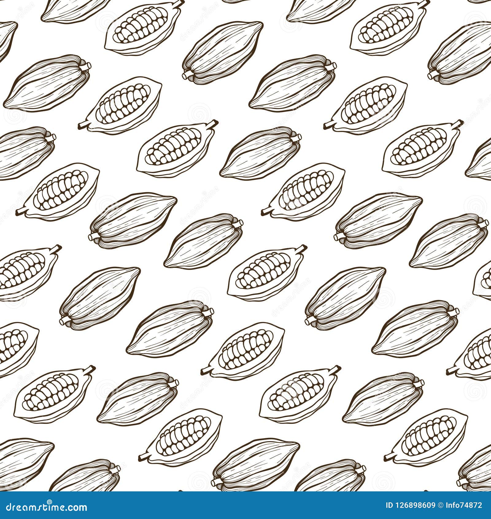 Cacao Beans Seamless Pattern Stock Illustration - Illustration of beans ...