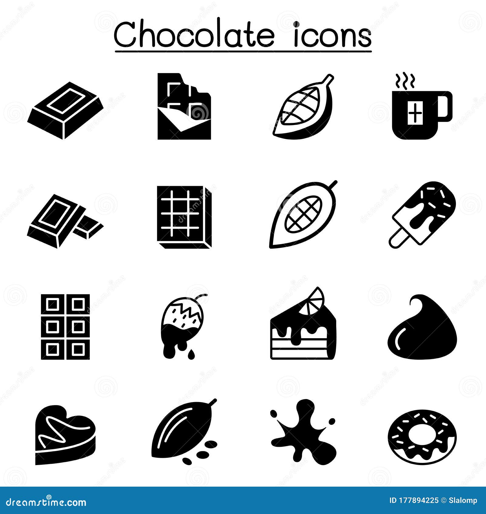 Cacao, Chocolate, Cocoa Icon Set Stock Vector - Illustration of concept ...