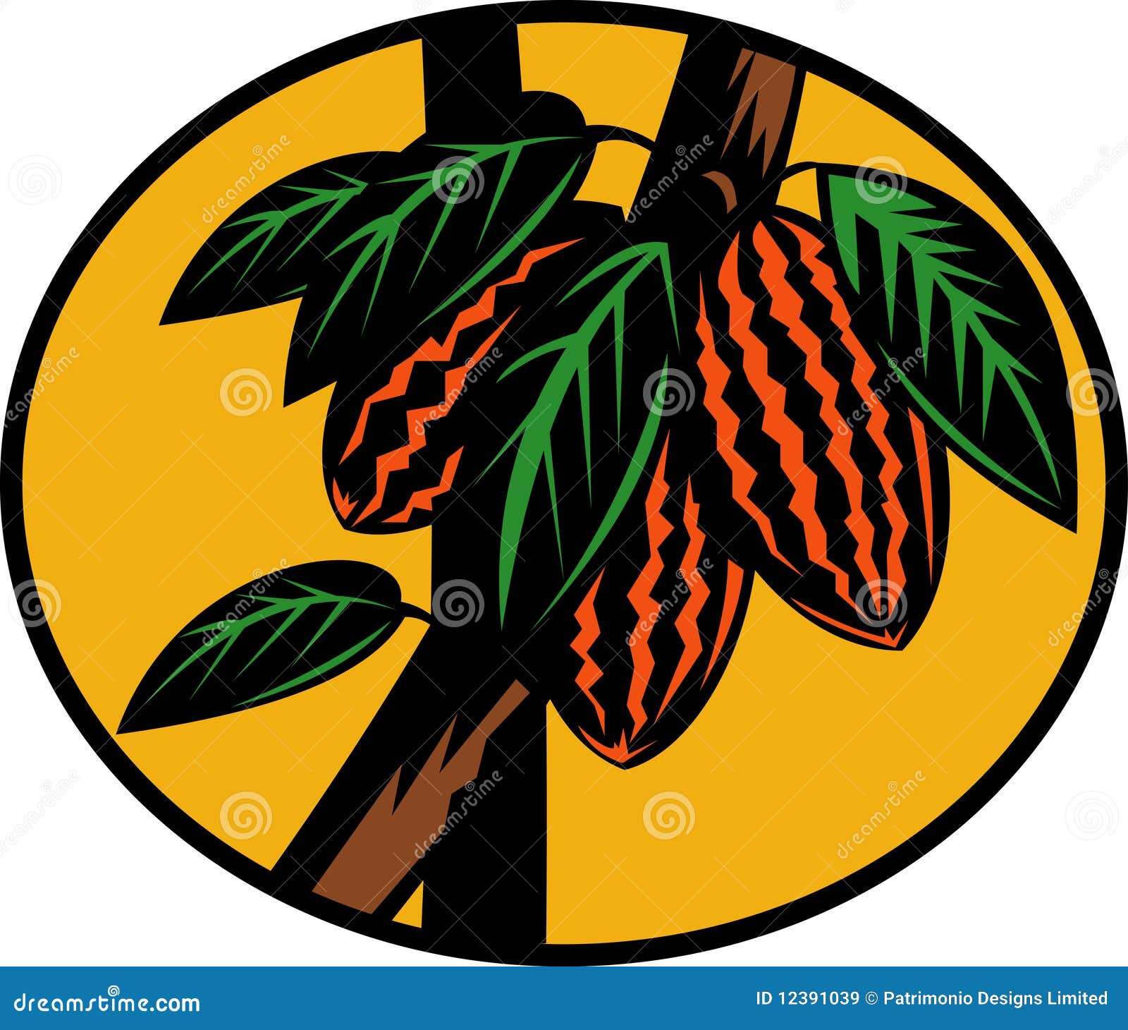 Cocoa Fruit Icon In Flat Style Isolated On White Background. Herb An ...