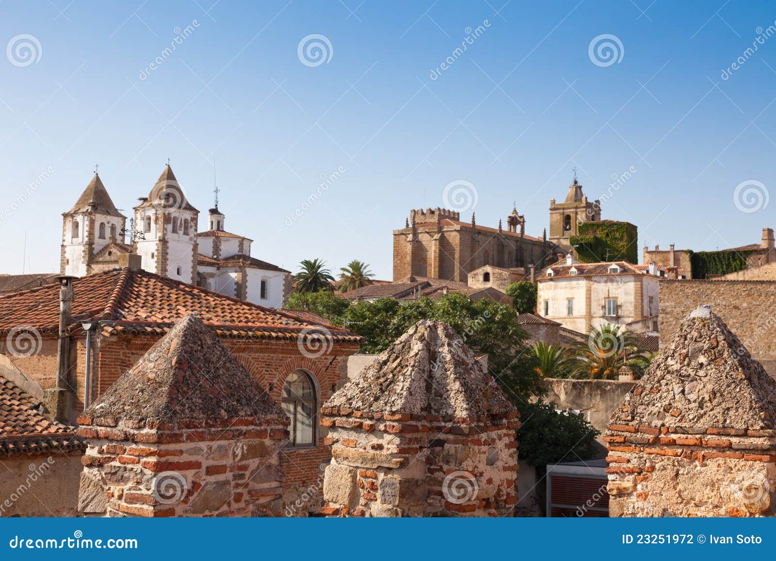Caceres Monumental Downtown Stock Photo - Image of spain, tower: 23251972