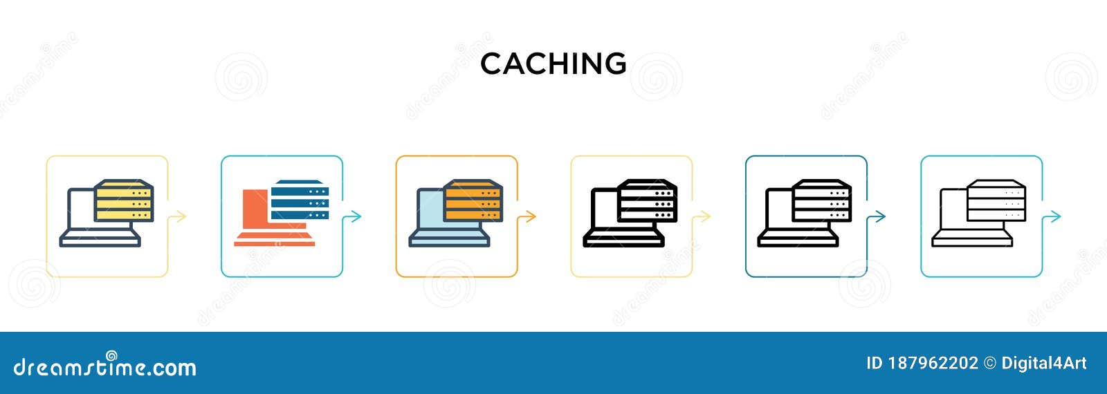 Caching Vector Icon in 6 Different Modern Styles. Black, Two Colored ... Caching Vector Icon in 6 Different Modern Styles. Black, Two Colored ...