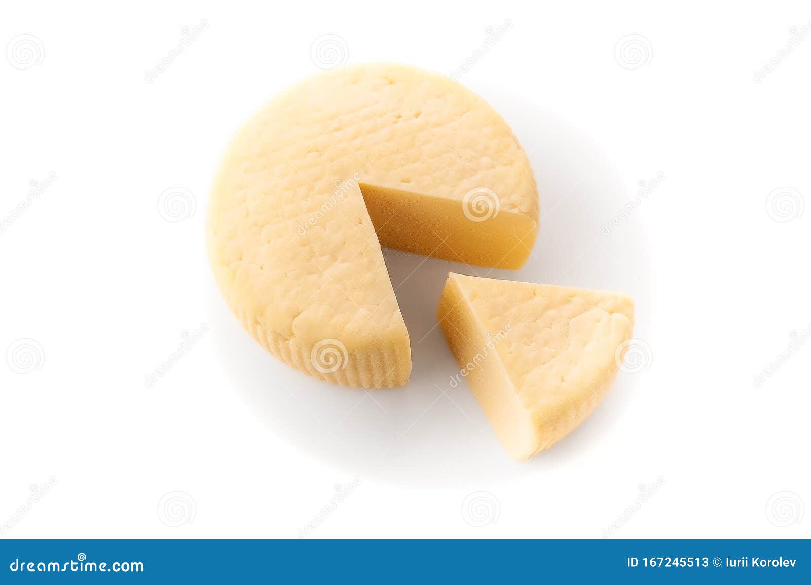 Caciotta Cheese. a Triangular Piece is Cut Out. Isolated. on White ...