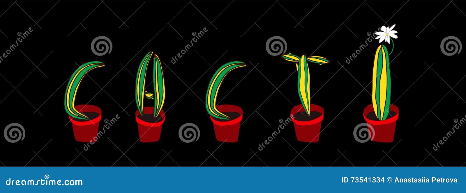 Cacti Font. Succulent Botanical Letter Stock Vector - Illustration of ...