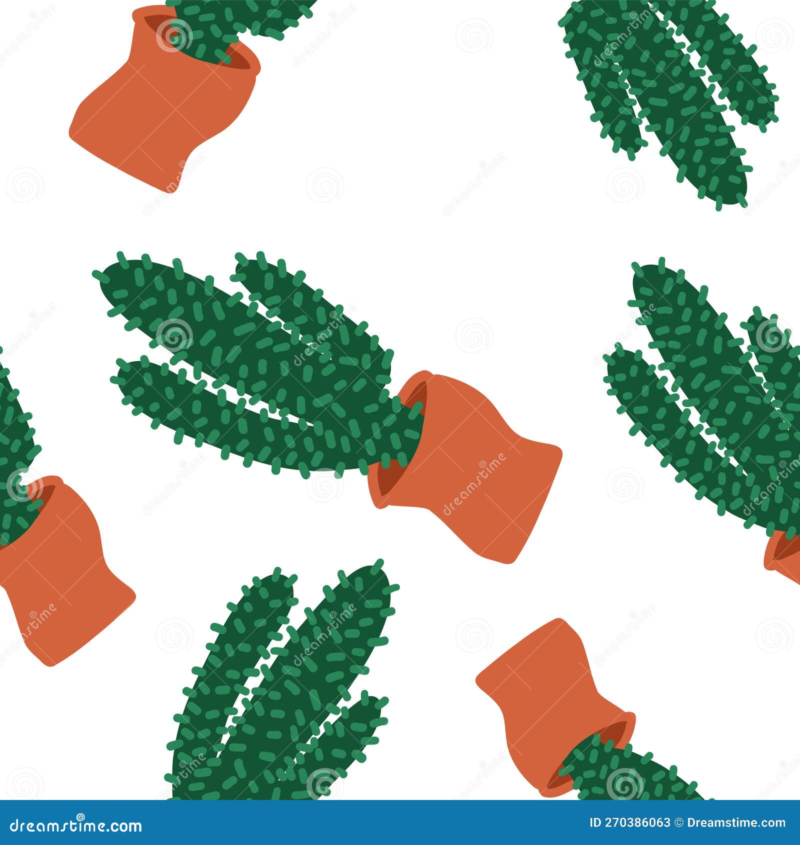 Cacti Pattern in Cartoon Style Stock Vector - Illustration of floral ...