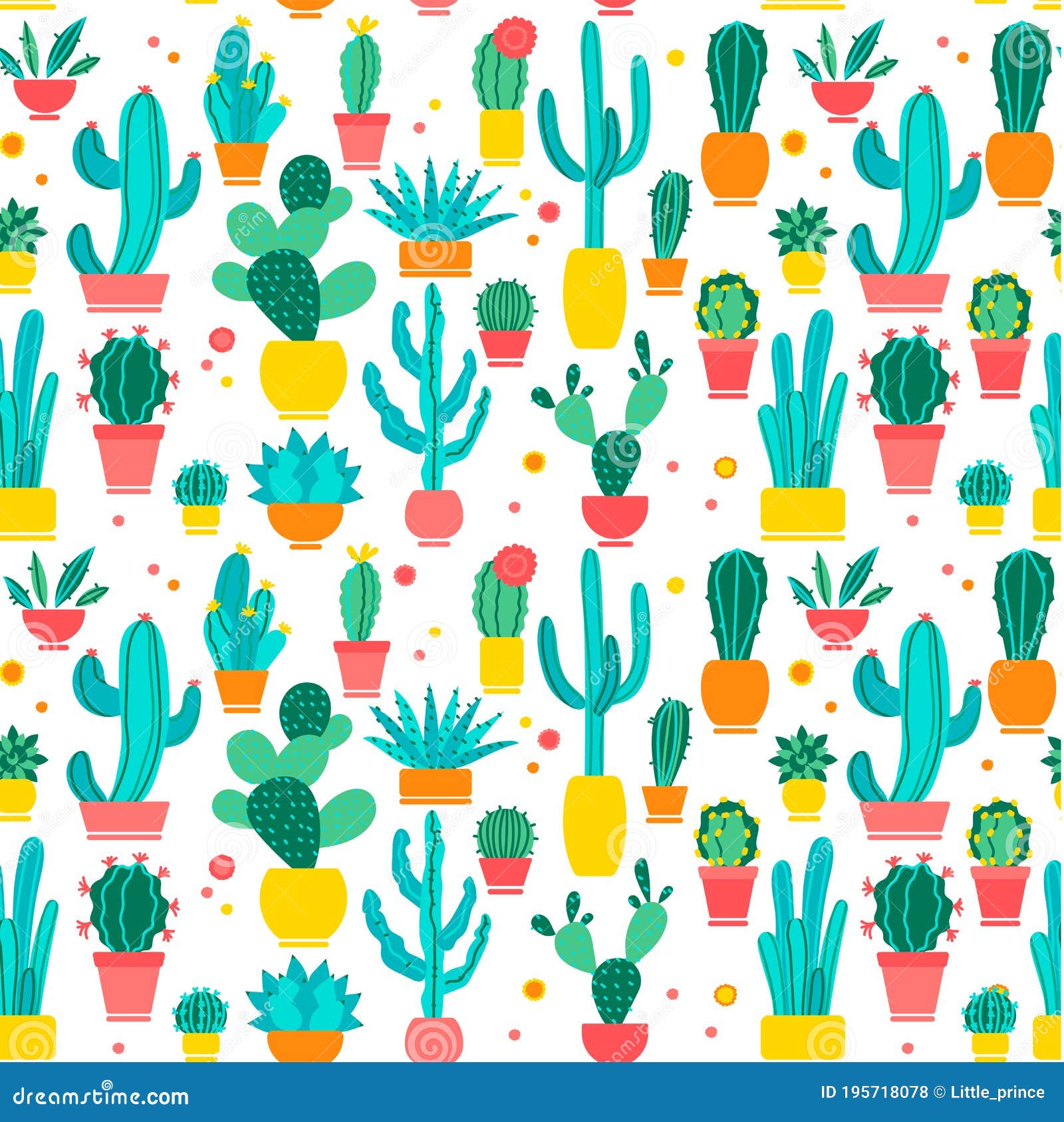 Cacti seamless pattern stock vector. Illustration of moisture - 195718078