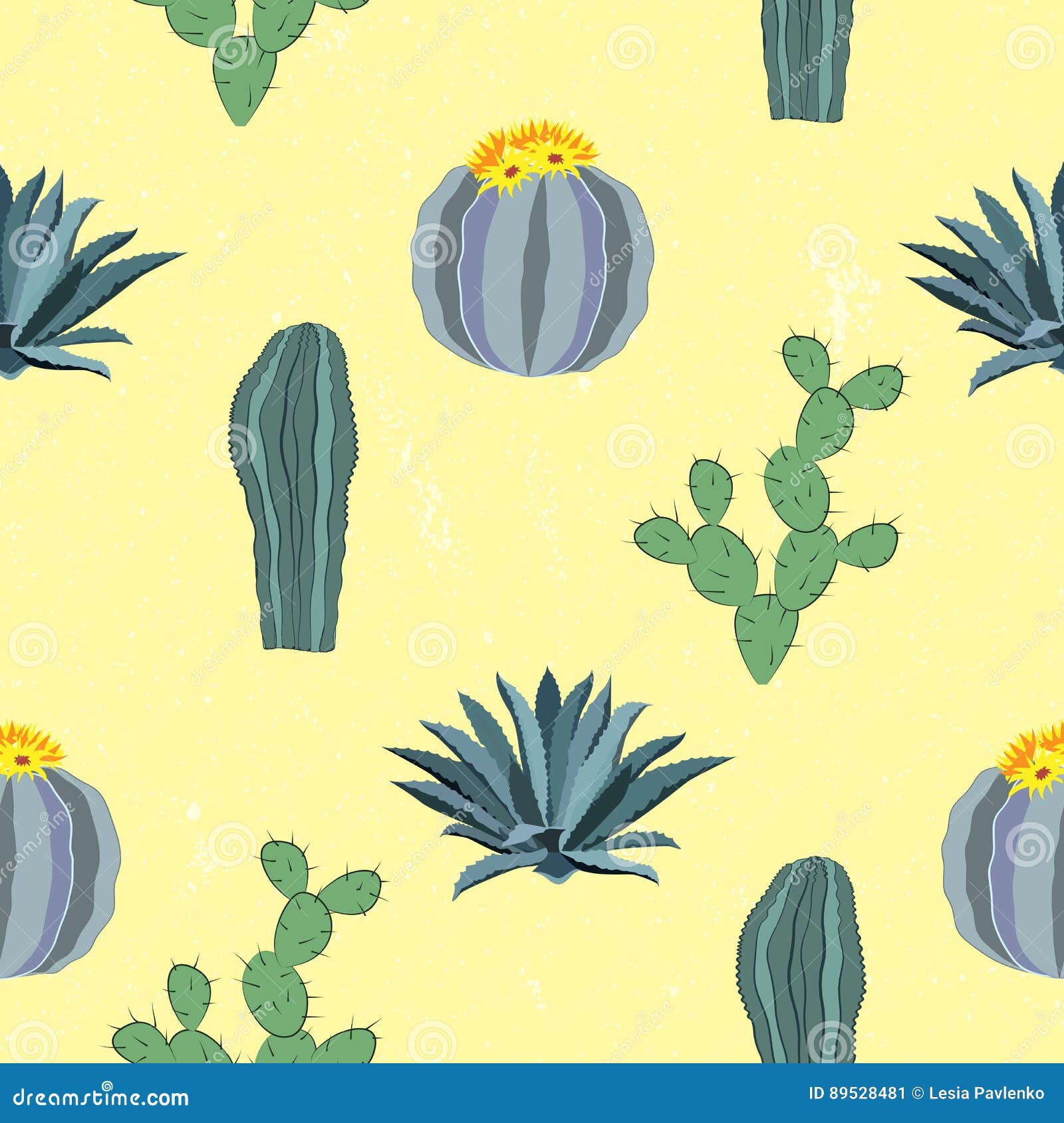Cacti Seamless Pattern. Vector Illustration Stock Vector - Illustration of american, flower ...