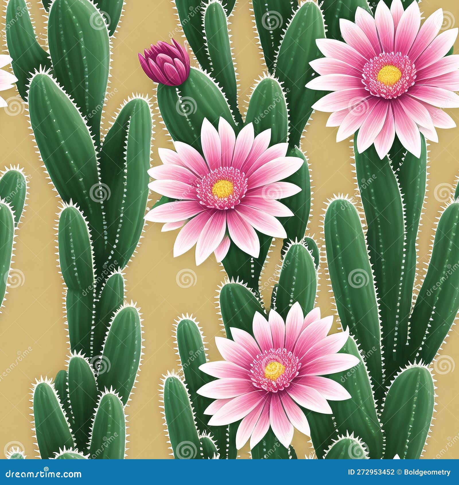 Cacti Seamless Repeat Pattern Design Cactuss for Textile Design Fabric ...