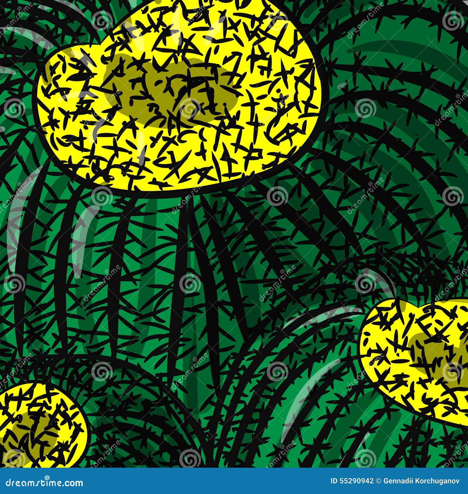 Cactus Cacti Plant Texture Seamless Pattern Vector Background Prickly ...