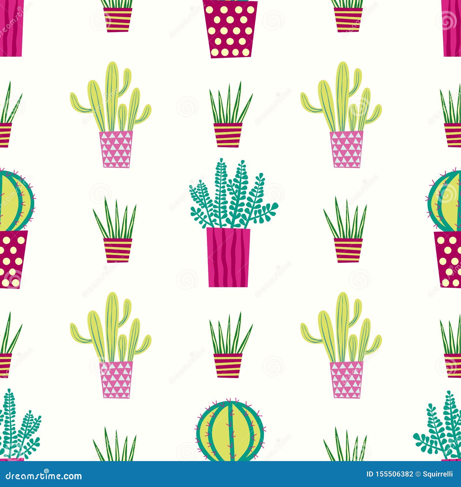 Cactus Cacti Succulents Houseplant Seamless Repeat Pattern Stock Vector ...