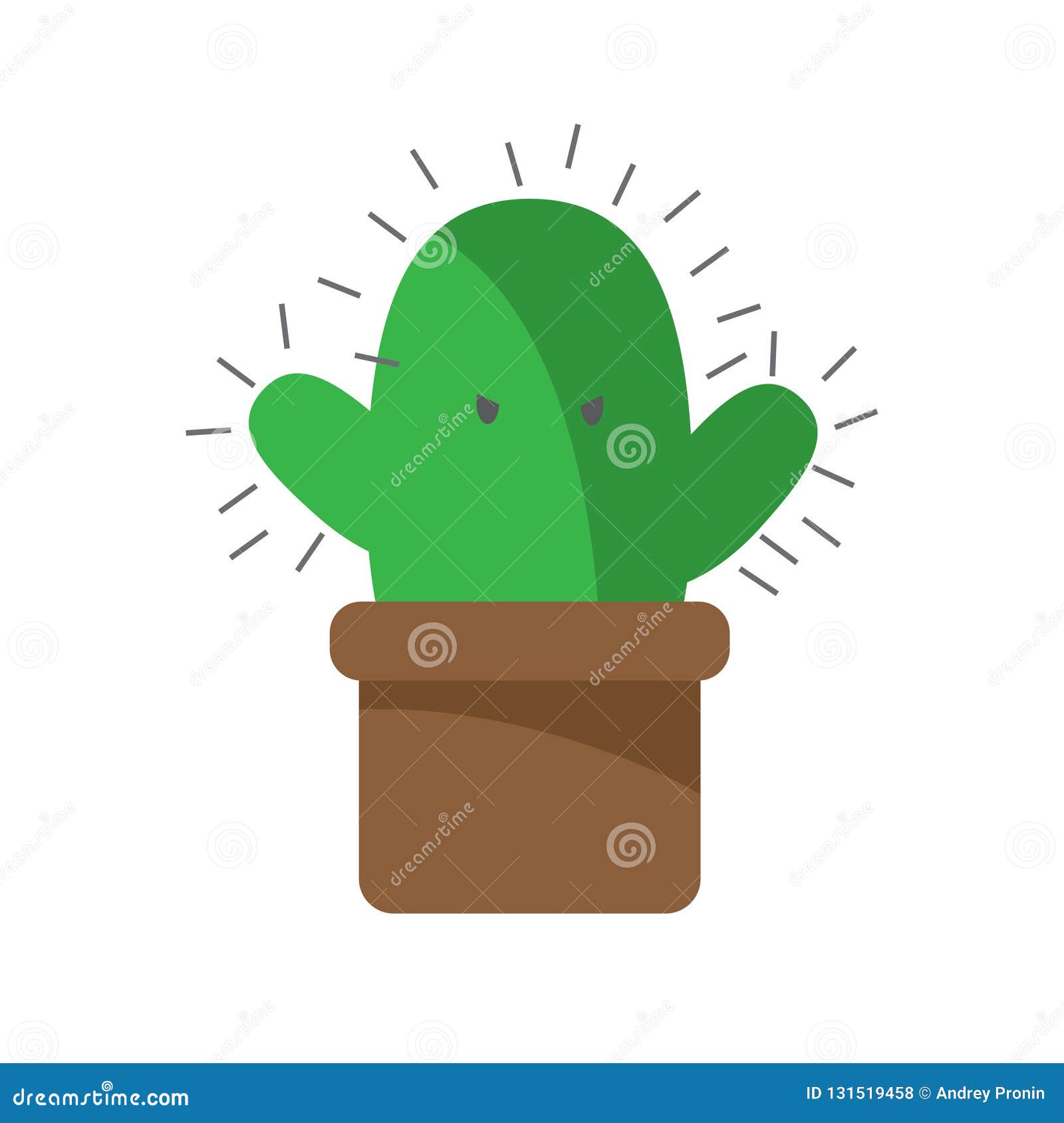 Cactus Cartoon Character Angry on White Background Stock Vector ...