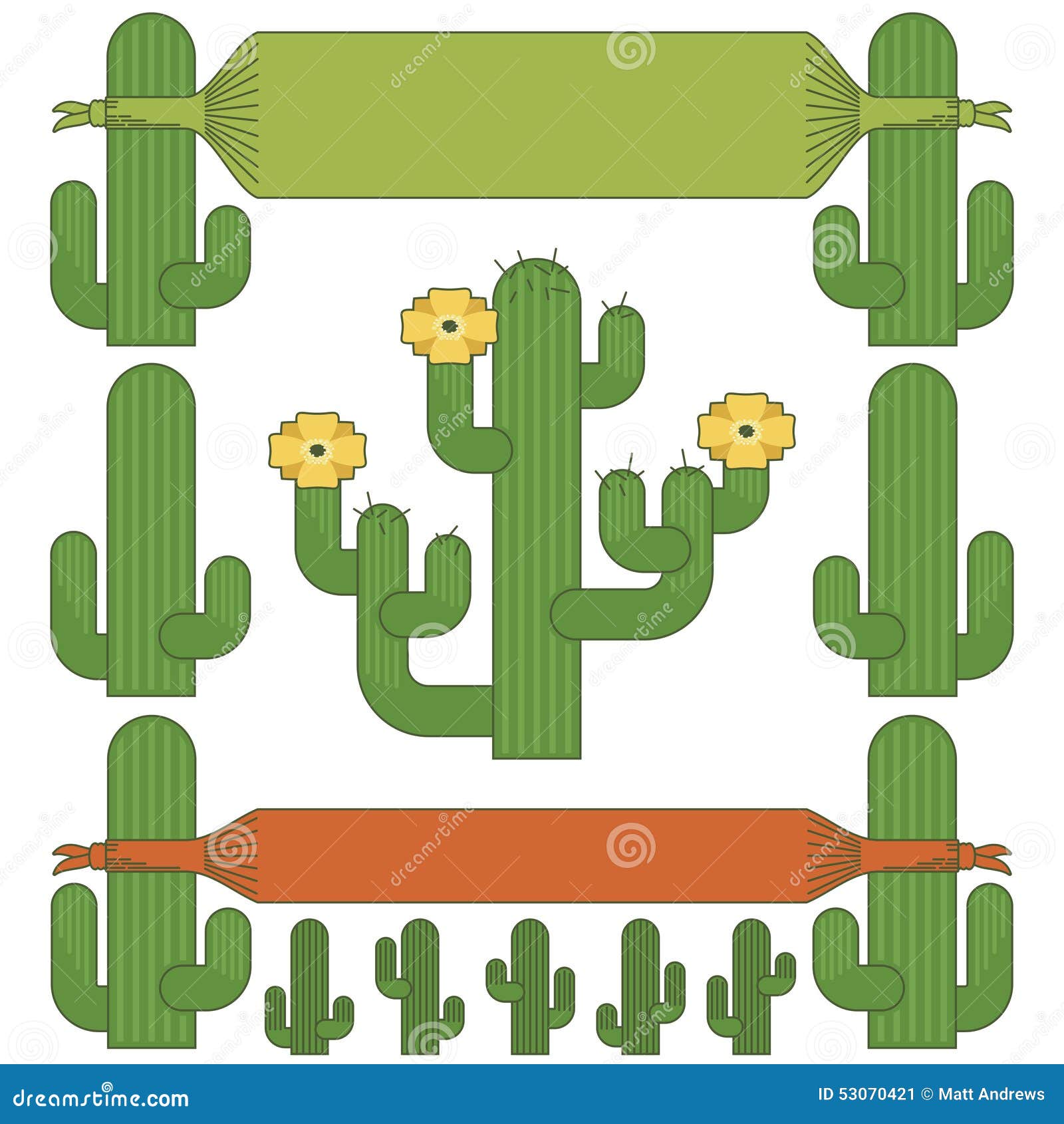 Cactus decorations stock vector. Illustration of green - 53070421