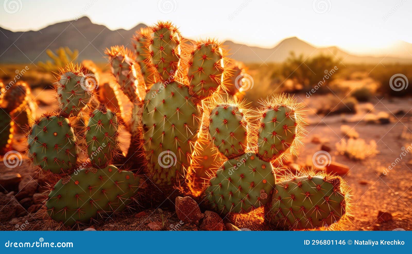 Cactus in the Desert. Cactus Panorama. Cactus in Desert. Dry Desert ...